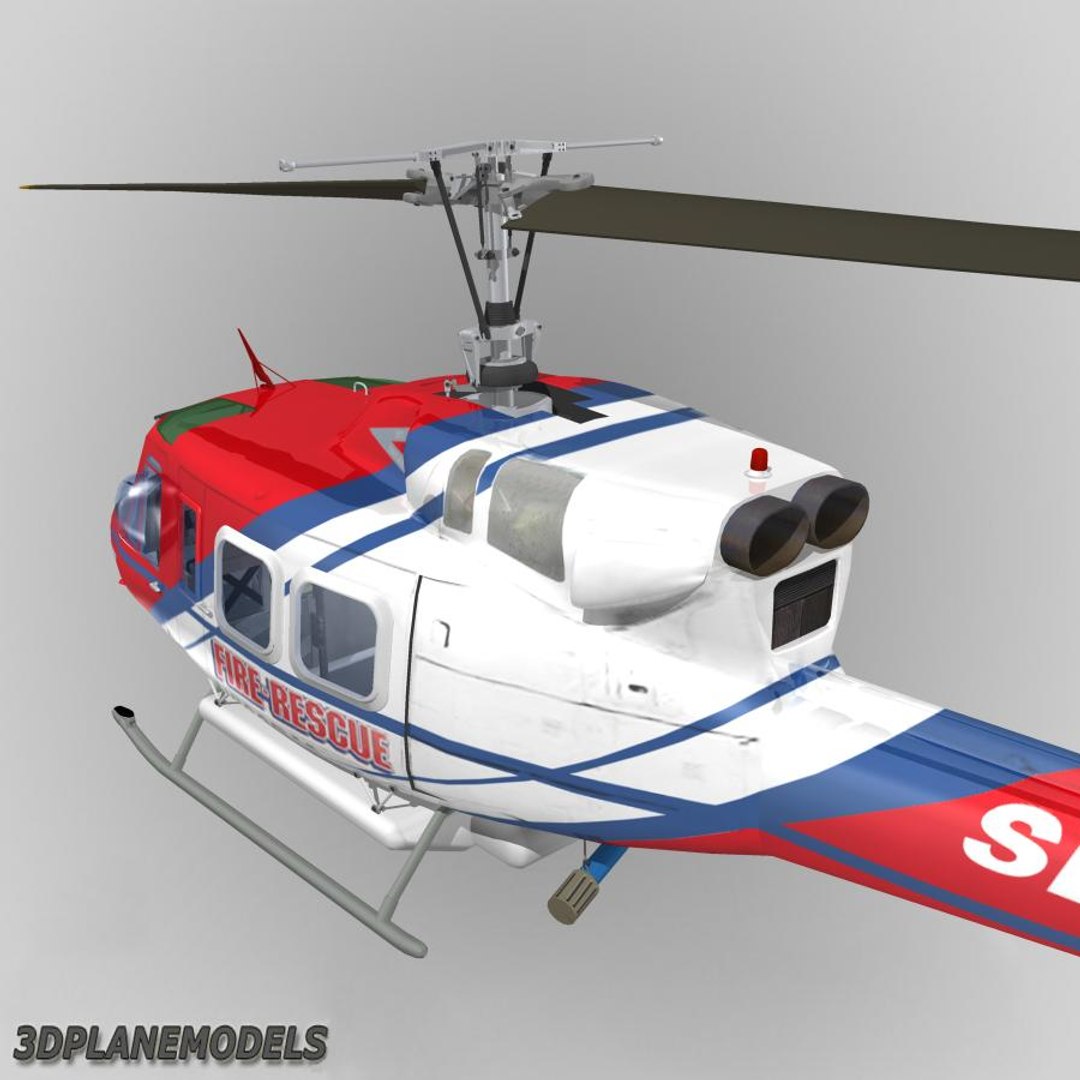 Bell 212 Huey Helicopter 3d Model