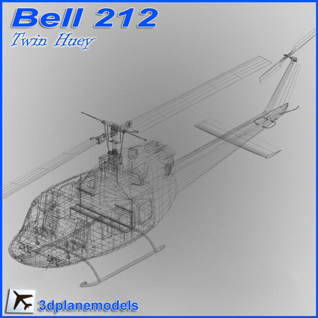 Bell 212 Huey Helicopter 3d Model