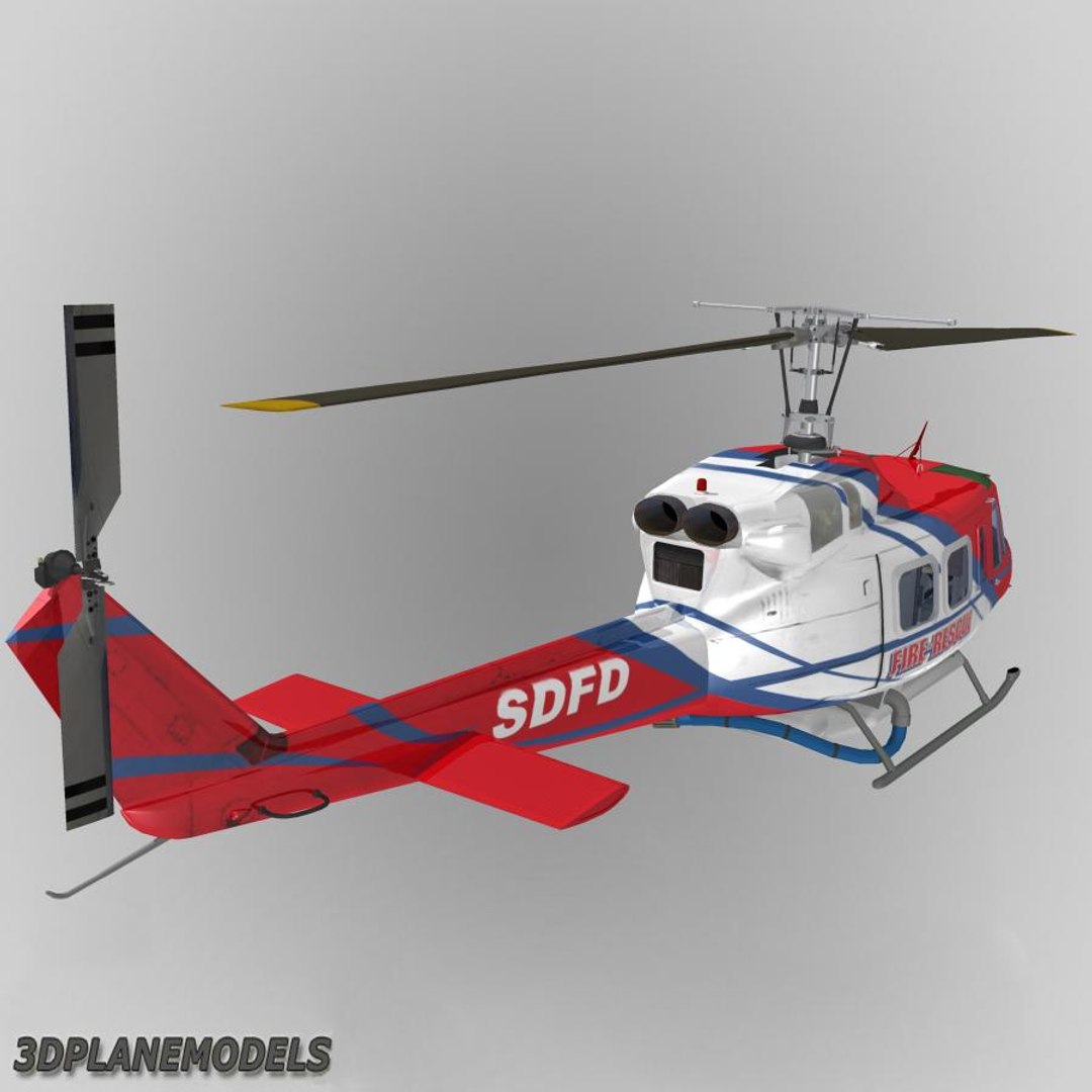 Bell 212 Huey Helicopter 3d Model
