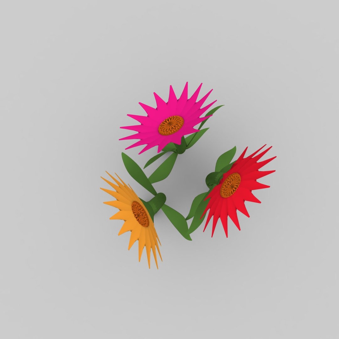 3d Model Flowers Zinnias Daisies