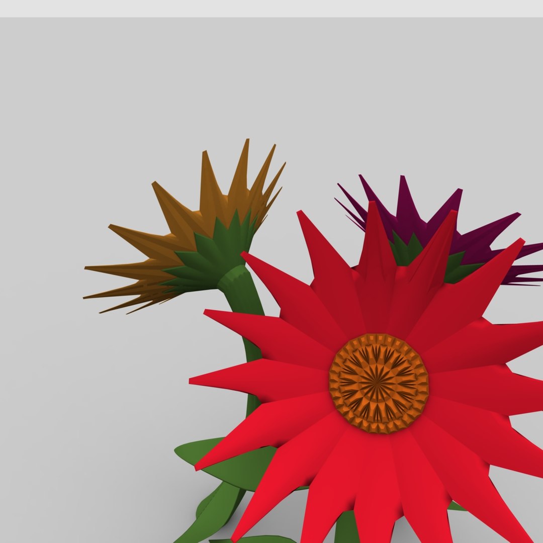 3d Model Flowers Zinnias Daisies