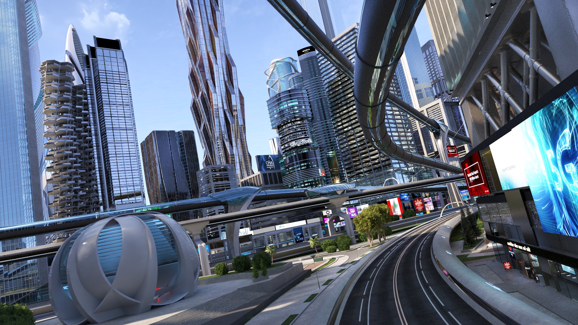 3D future city futuristic architecture - TurboSquid 1594406