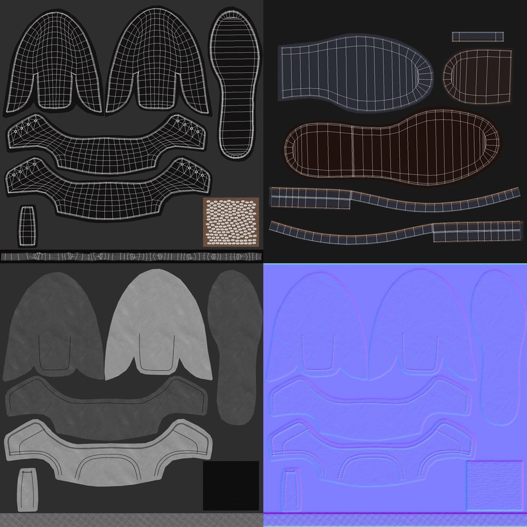 3d black leather shoes