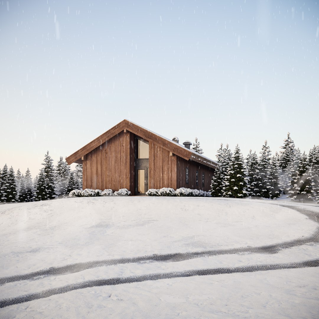 3D Log Cabin Snow Complete Scene Model - TurboSquid 1743002