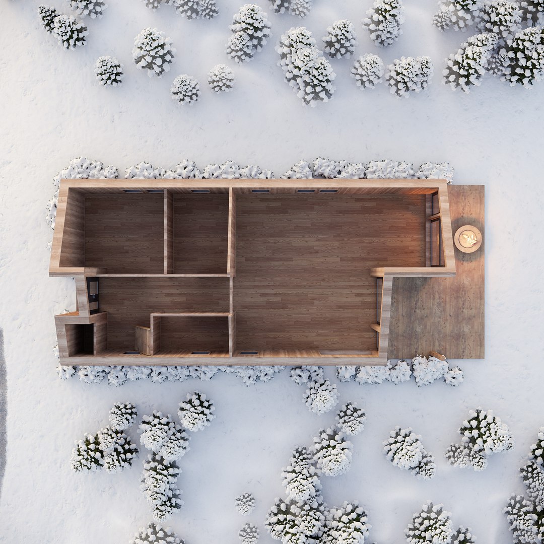 3D Log Cabin Snow Complete Scene Model - TurboSquid 1743002