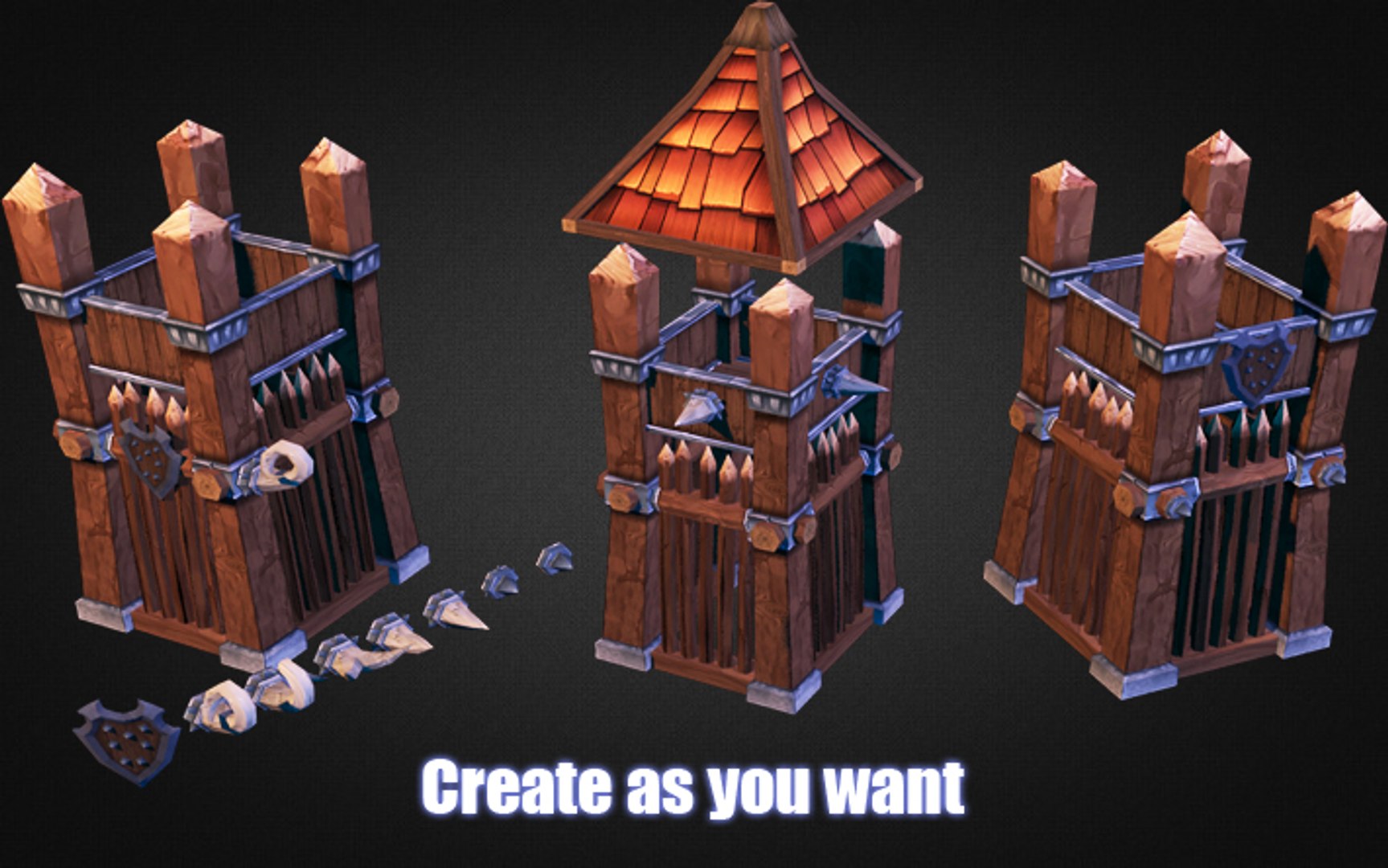 Wooden Fortress Pack Fort 3d Dwg