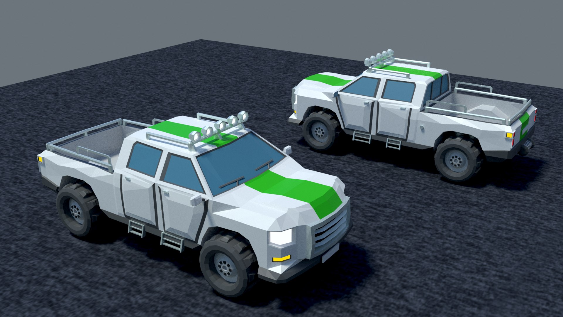 Pickup Truck Low-poly 3D - TurboSquid 1447007