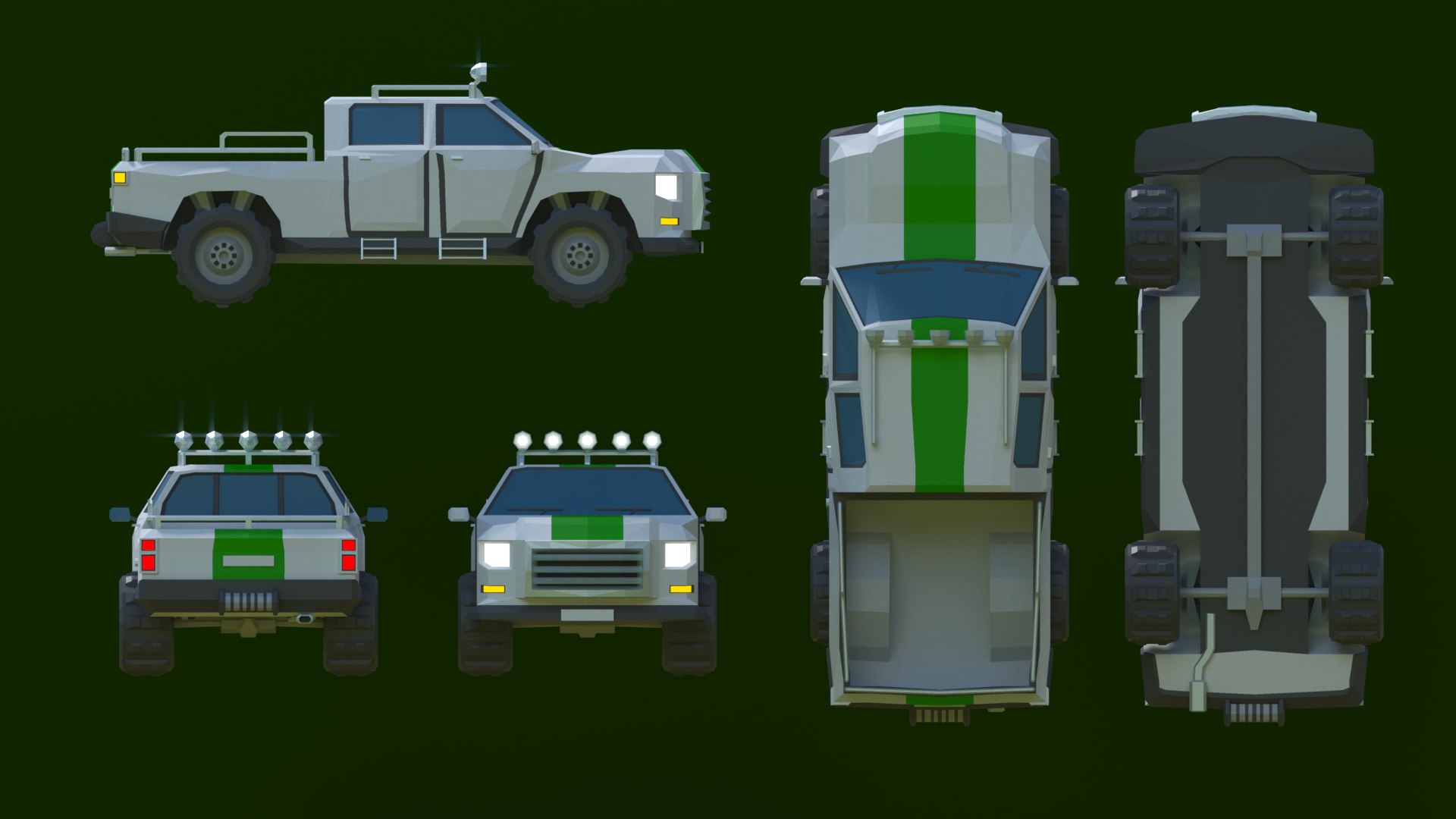 Pickup Truck Low-poly 3D - TurboSquid 1447007