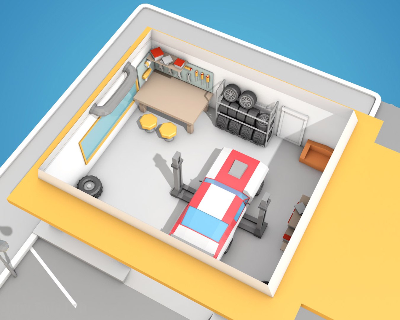 Service Building Cars Cartoon Model - TurboSquid 1168306