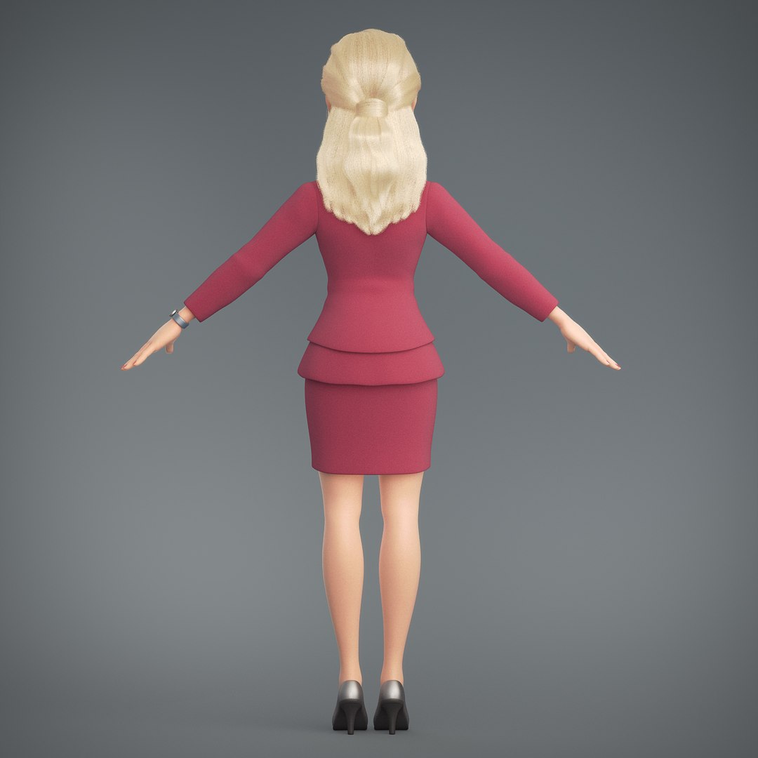 3D Cartoon Office Girl Female Character Model - TurboSquid 1409832