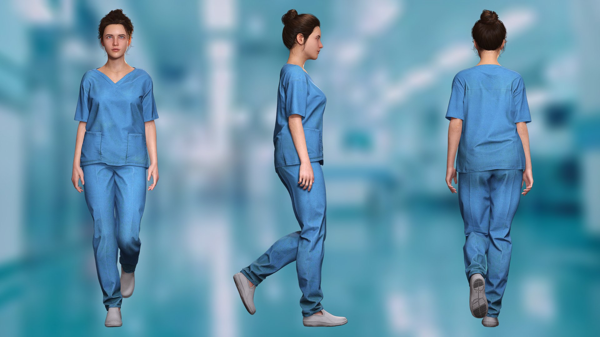 3D Professional Nurse In Scrubs Realistic Rigged 3D Model Model ...