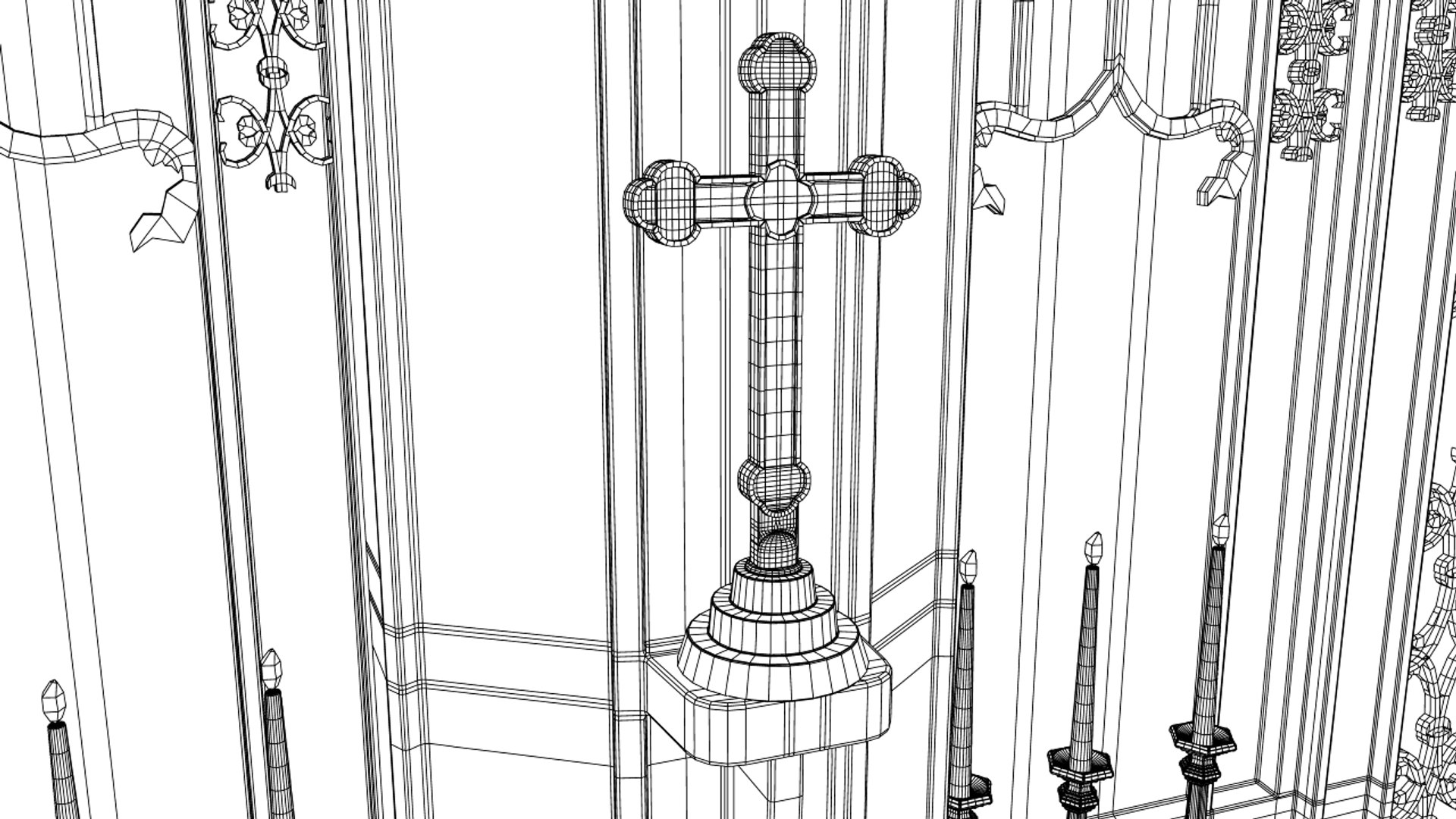 3D alter cross candles model - TurboSquid 1227375