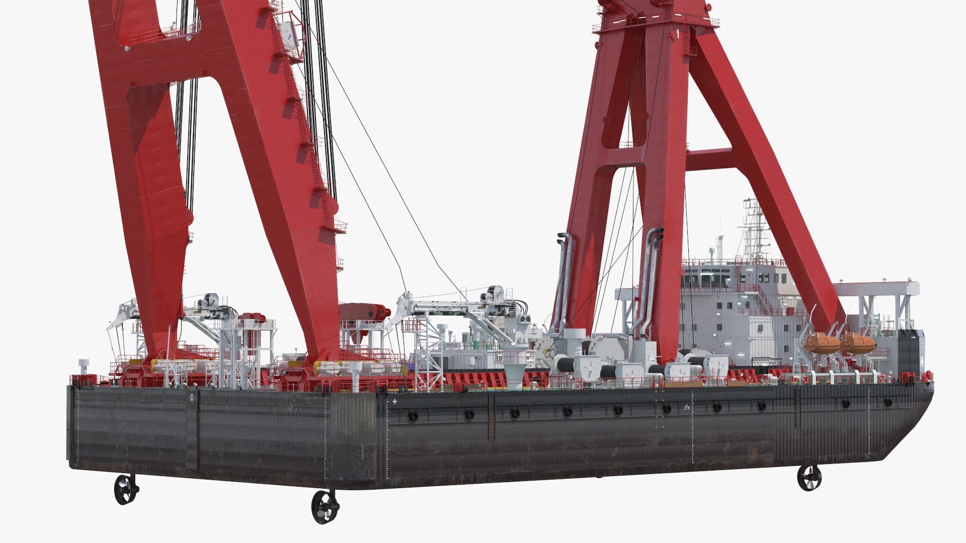 Floating Crane Ship Red White 3D Model - TurboSquid 2501255