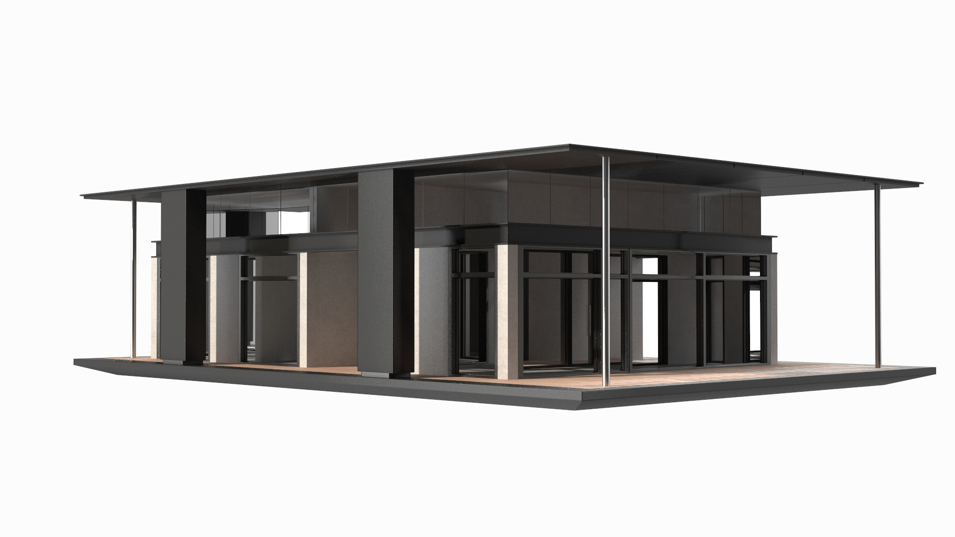 Designer House With Panoramic Windows 3D Model - TurboSquid 2020764