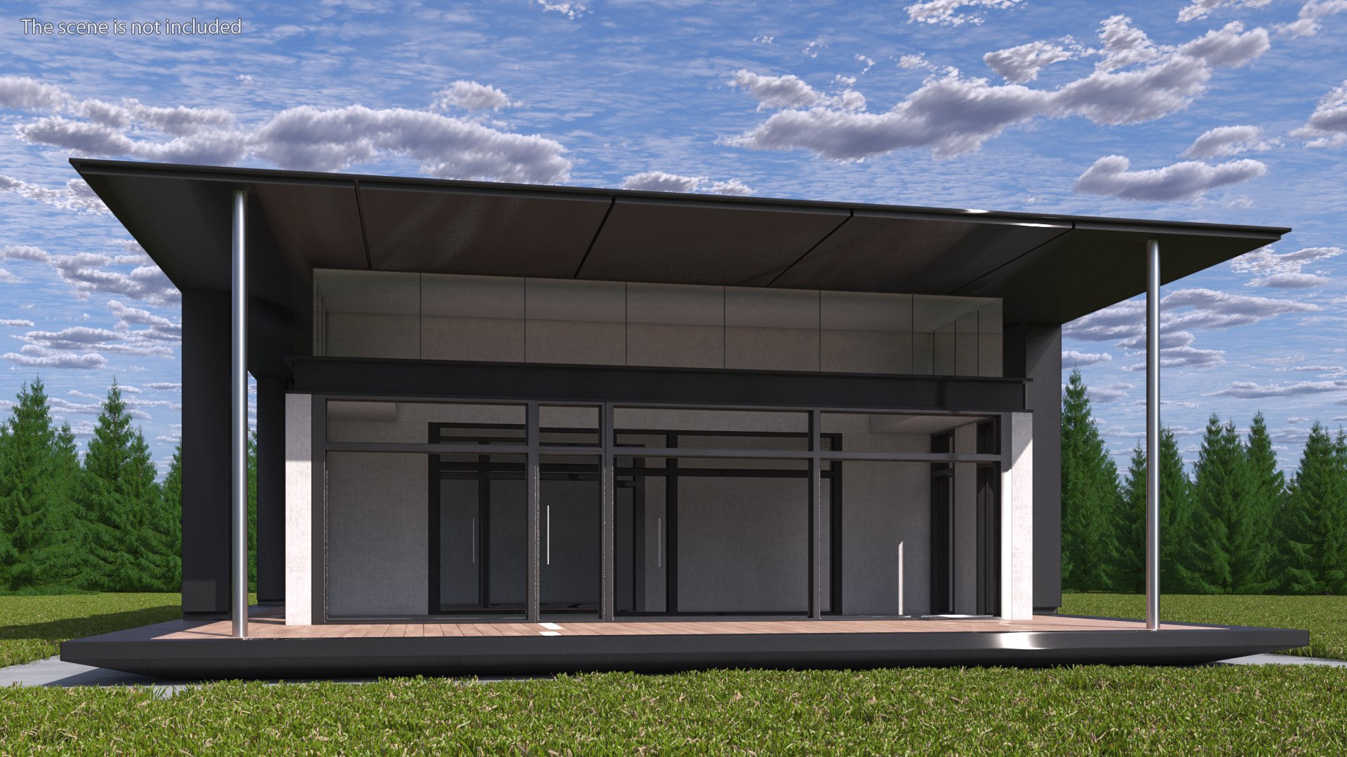 Designer House With Panoramic Windows 3D Model - TurboSquid 2020764