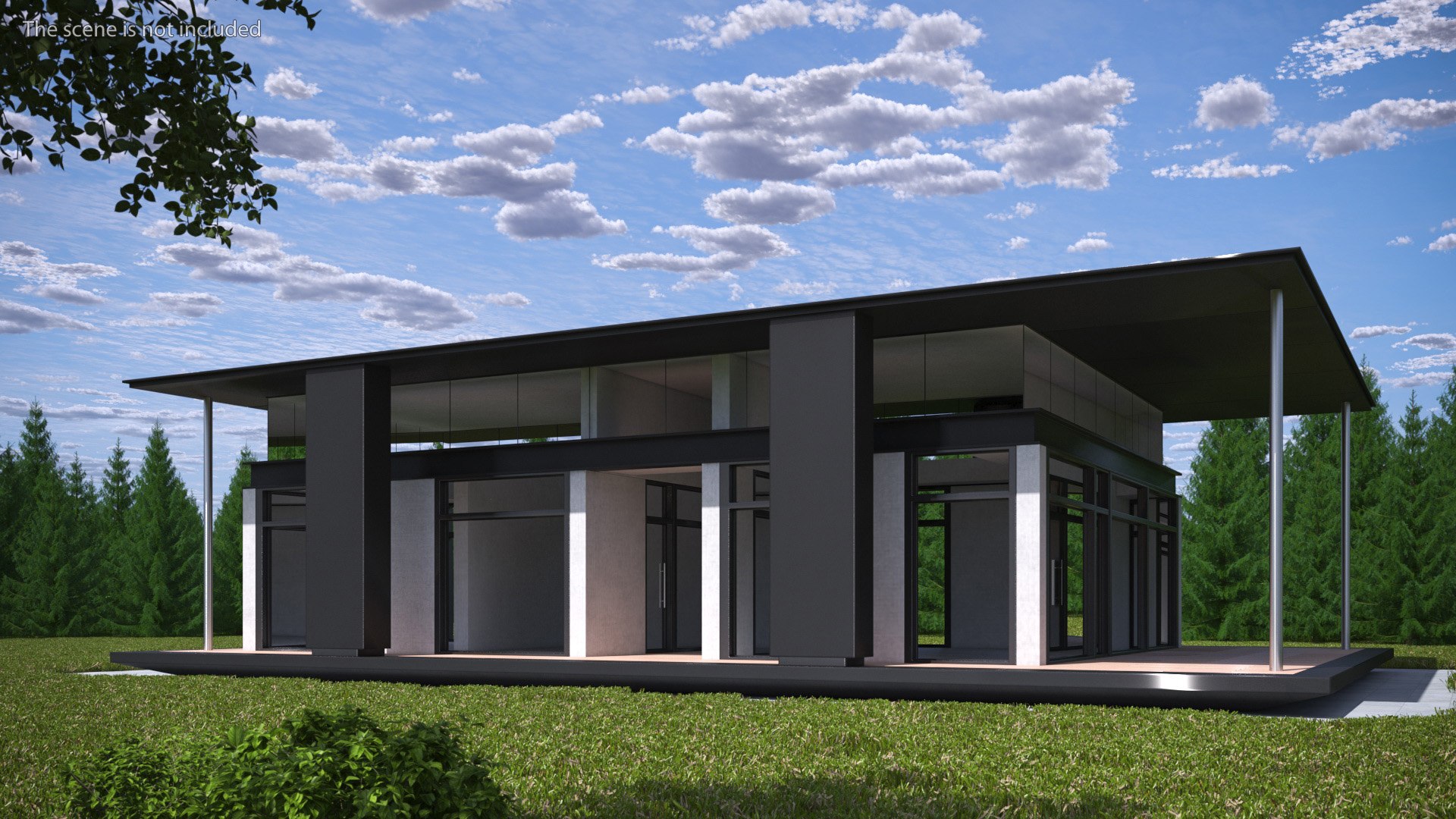 Designer House With Panoramic Windows 3D Model - TurboSquid 2020764