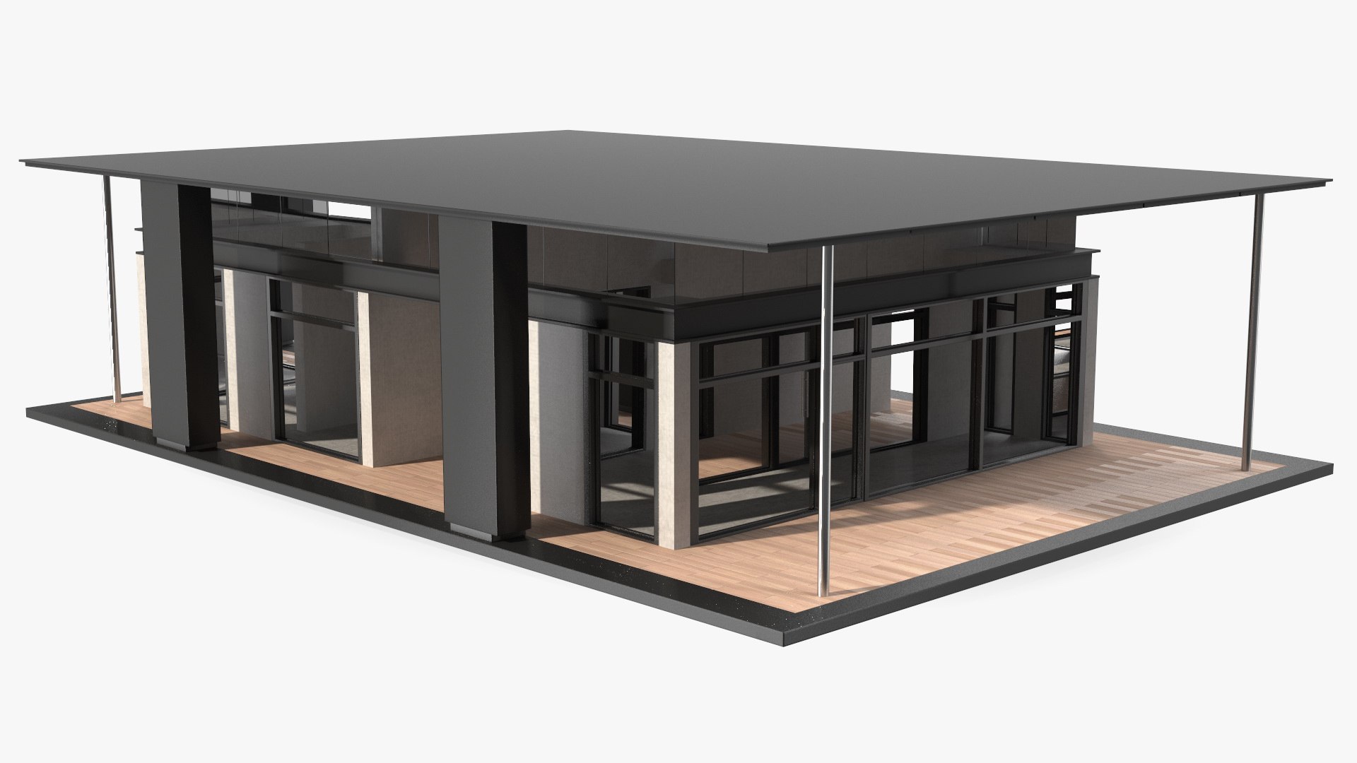 Designer House with Panoramic Windows 3D model - TurboSquid 2020764