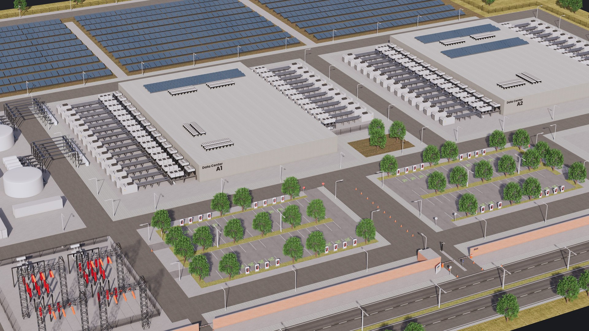 3D Aws Amazon Data Center Building with Interior - TurboSquid 2113349