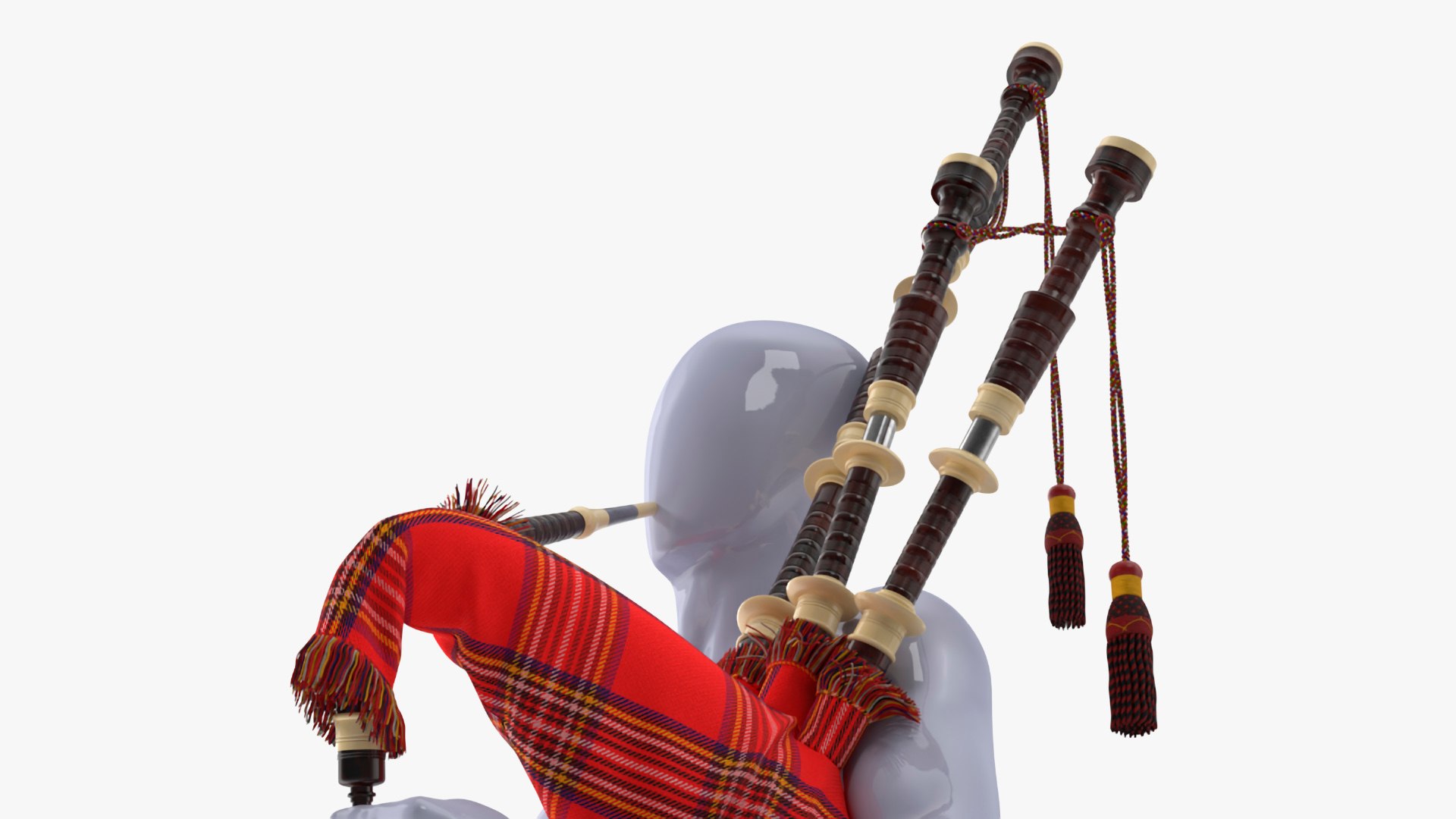 Mannequin With Scottish Red Bagpipes 3D - TurboSquid 2230704