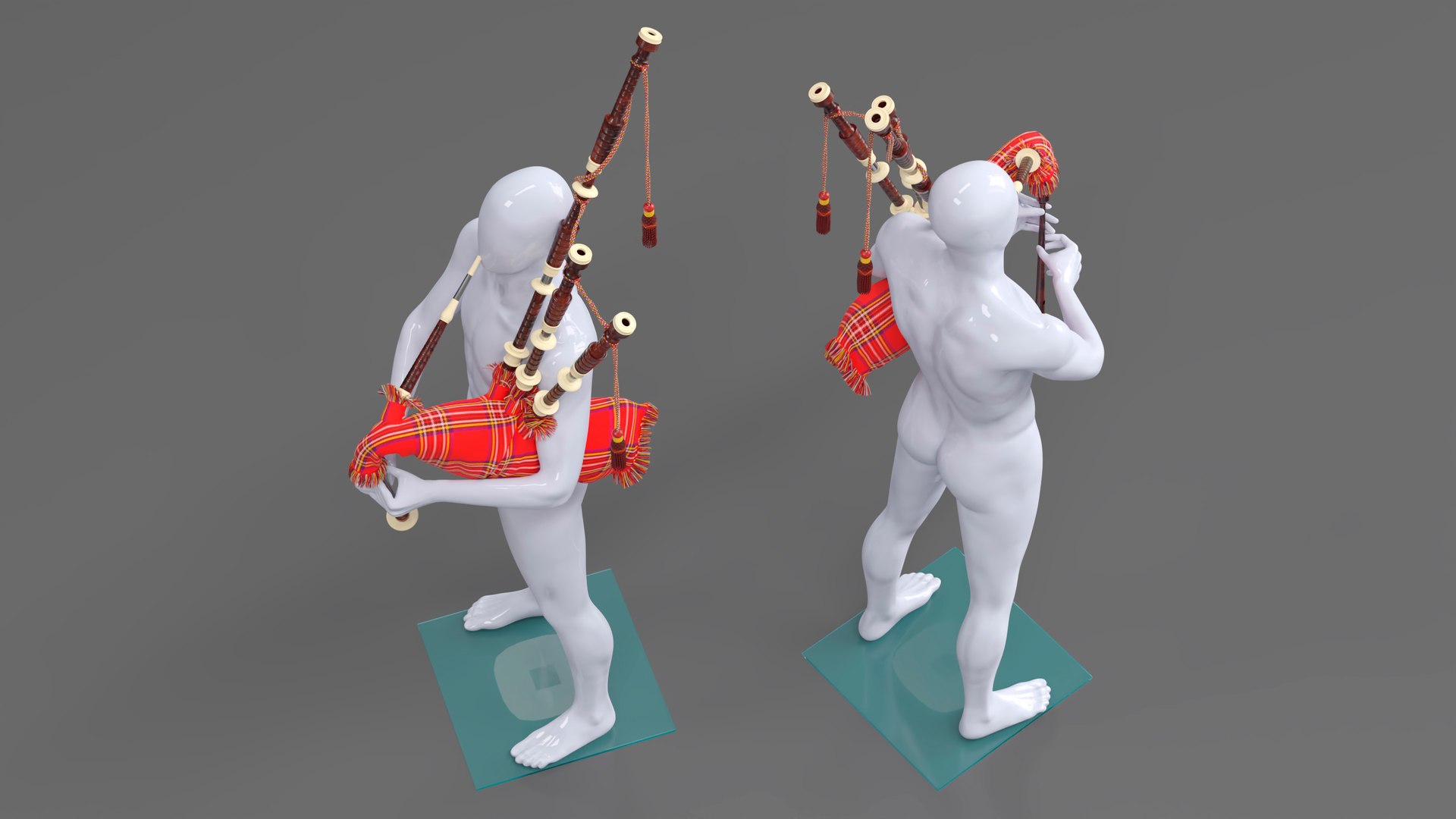 Mannequin With Scottish Red Bagpipes 3D - TurboSquid 2230704