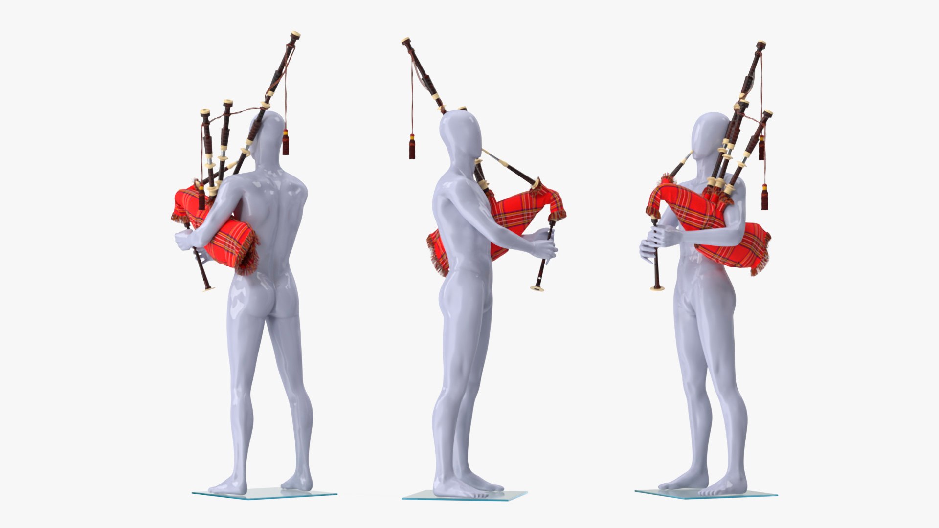 Mannequin With Scottish Red Bagpipes 3D - TurboSquid 2230704