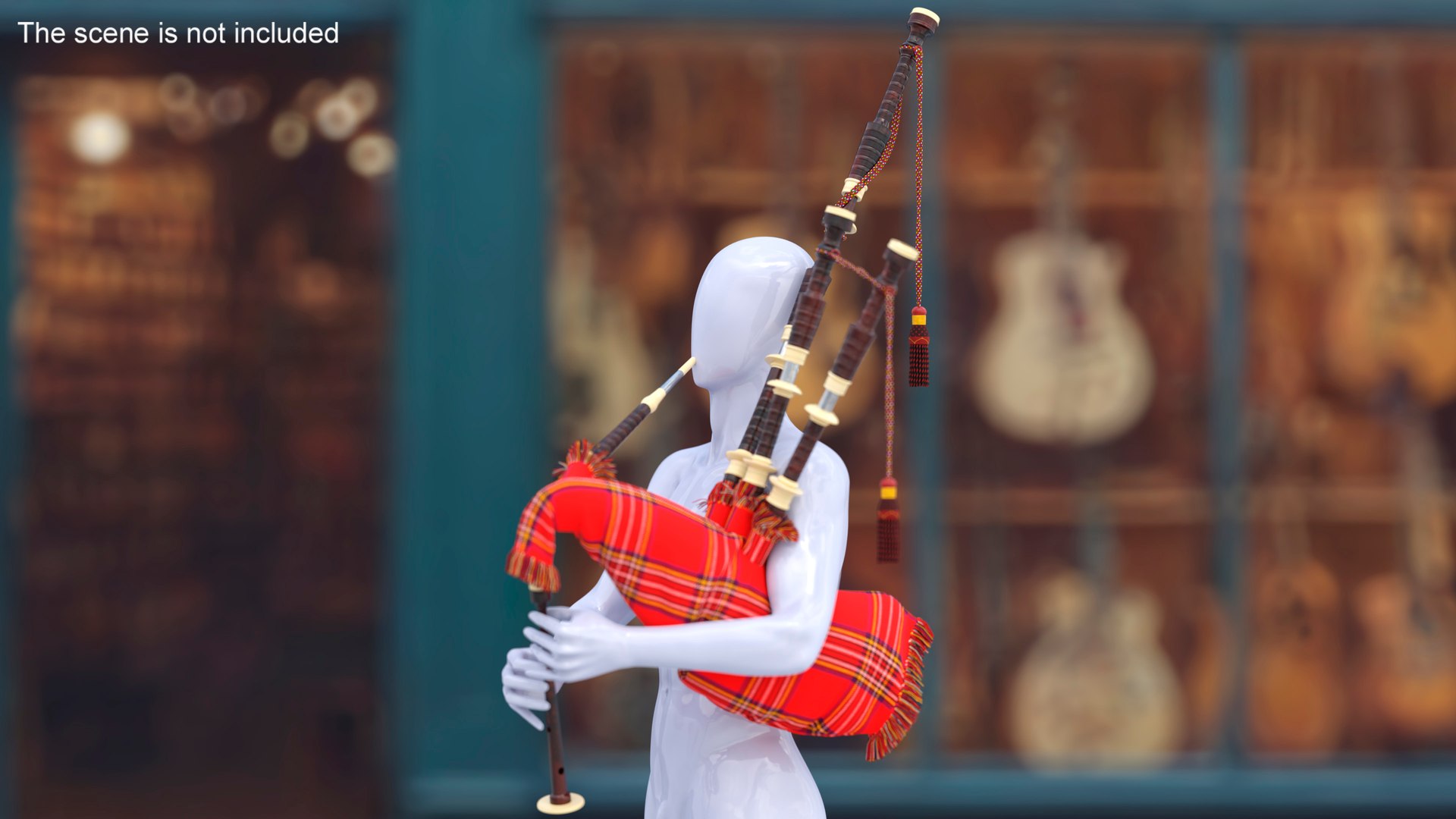 Mannequin With Scottish Red Bagpipes 3D - TurboSquid 2230704