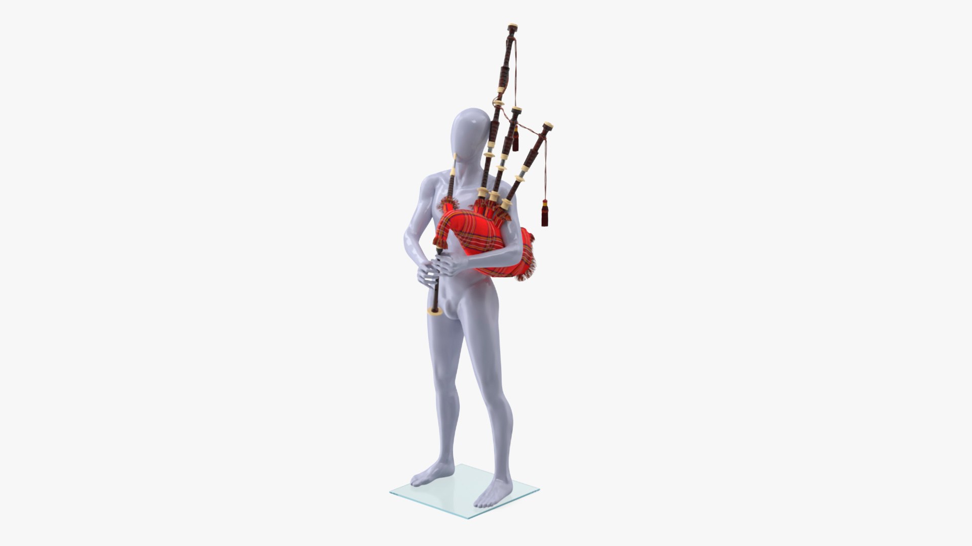 Mannequin With Scottish Red Bagpipes 3D - TurboSquid 2230704