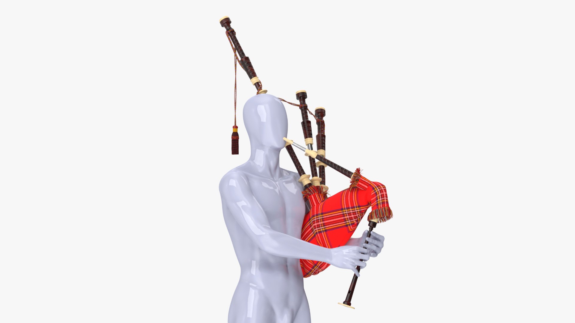 Mannequin With Scottish Red Bagpipes 3D - TurboSquid 2230704