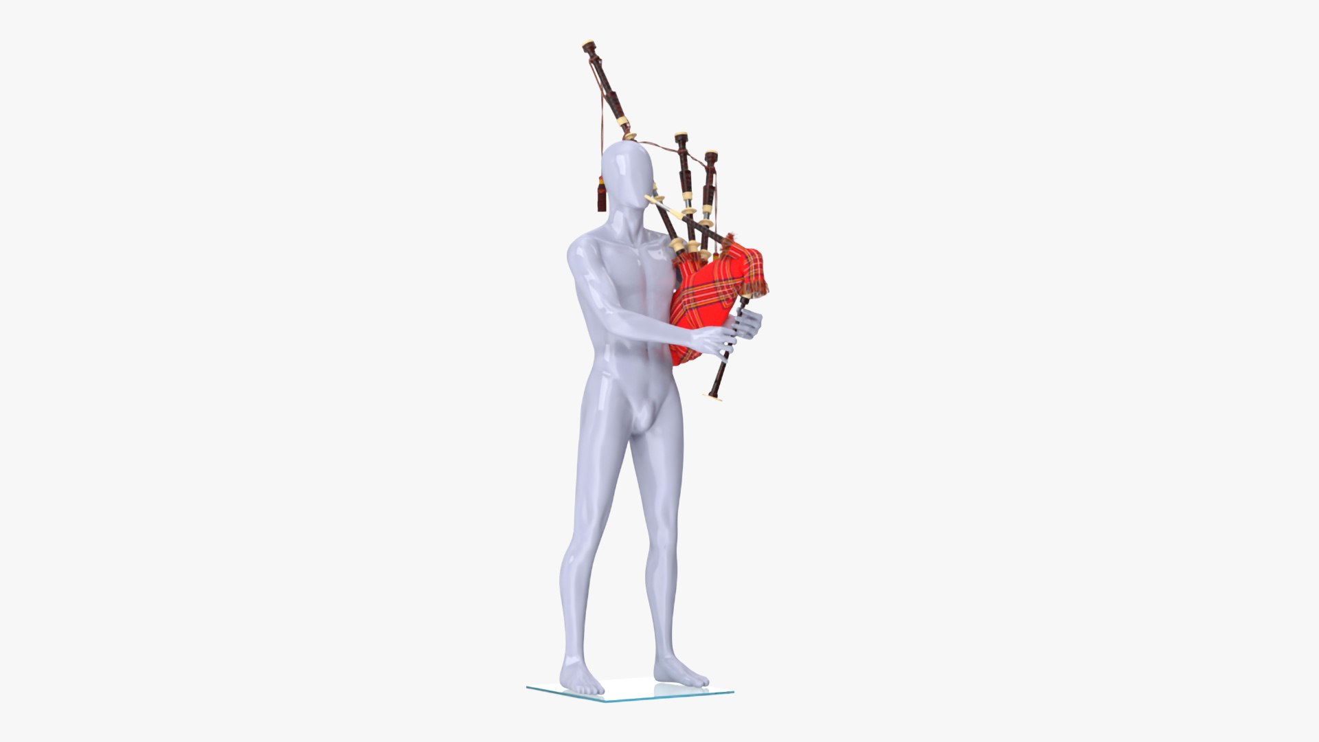 Mannequin With Scottish Red Bagpipes 3D - TurboSquid 2230704