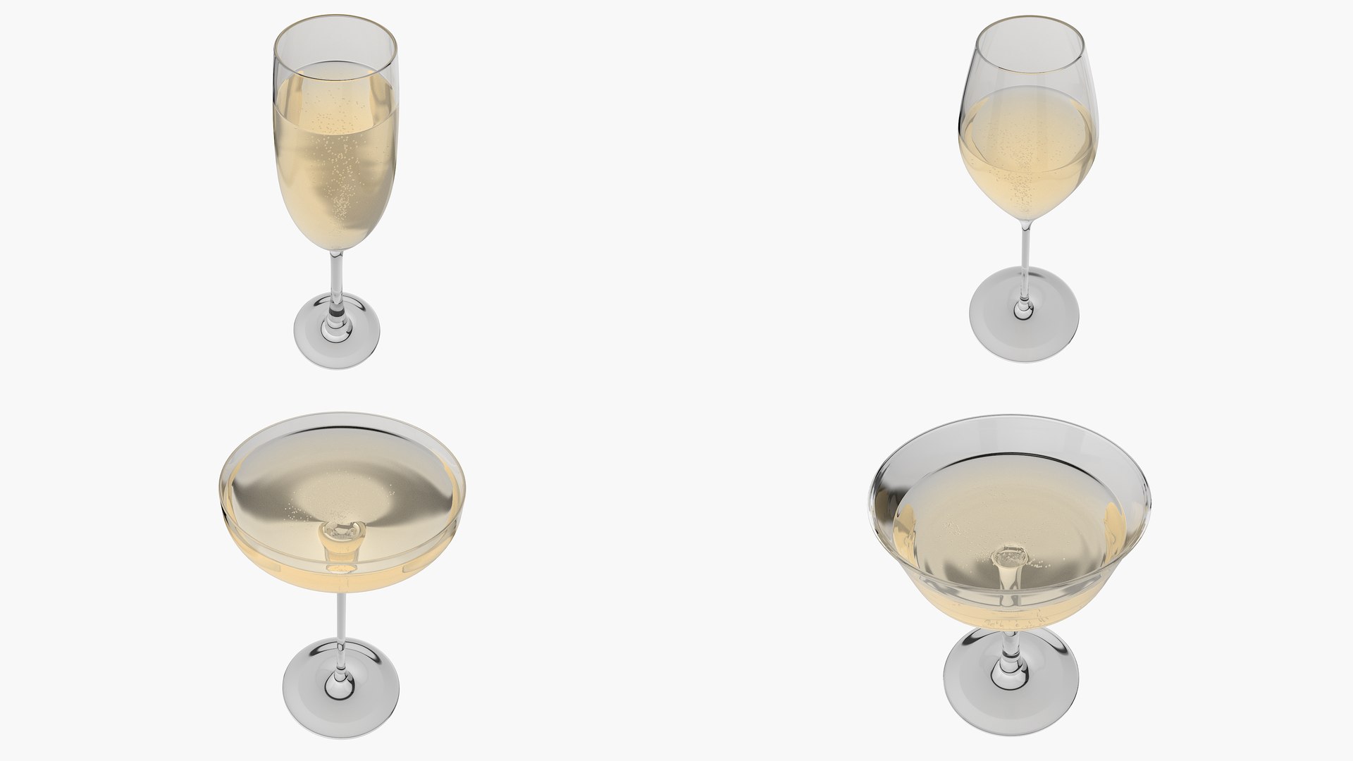 Champagne Glass Collection Model - TurboSquid 1825558