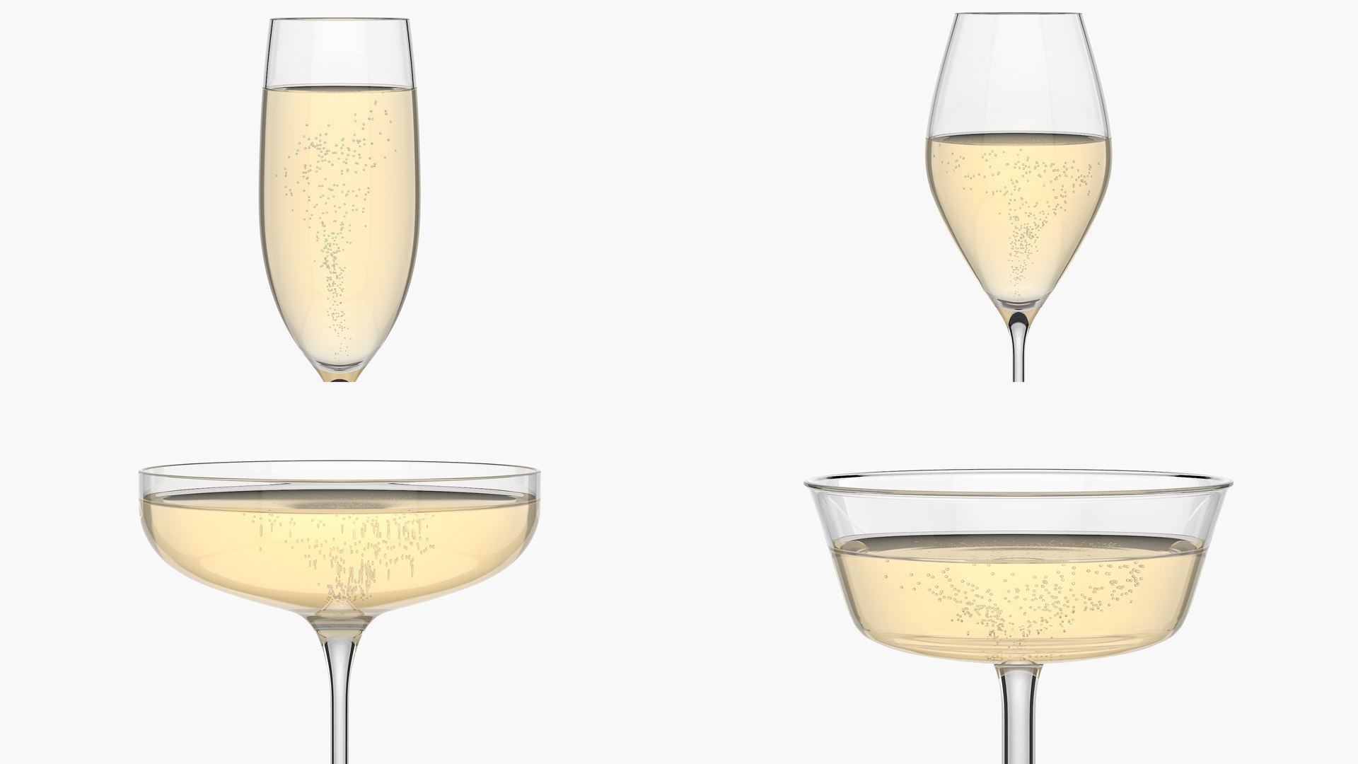 Champagne Glass Collection Model - TurboSquid 1825558