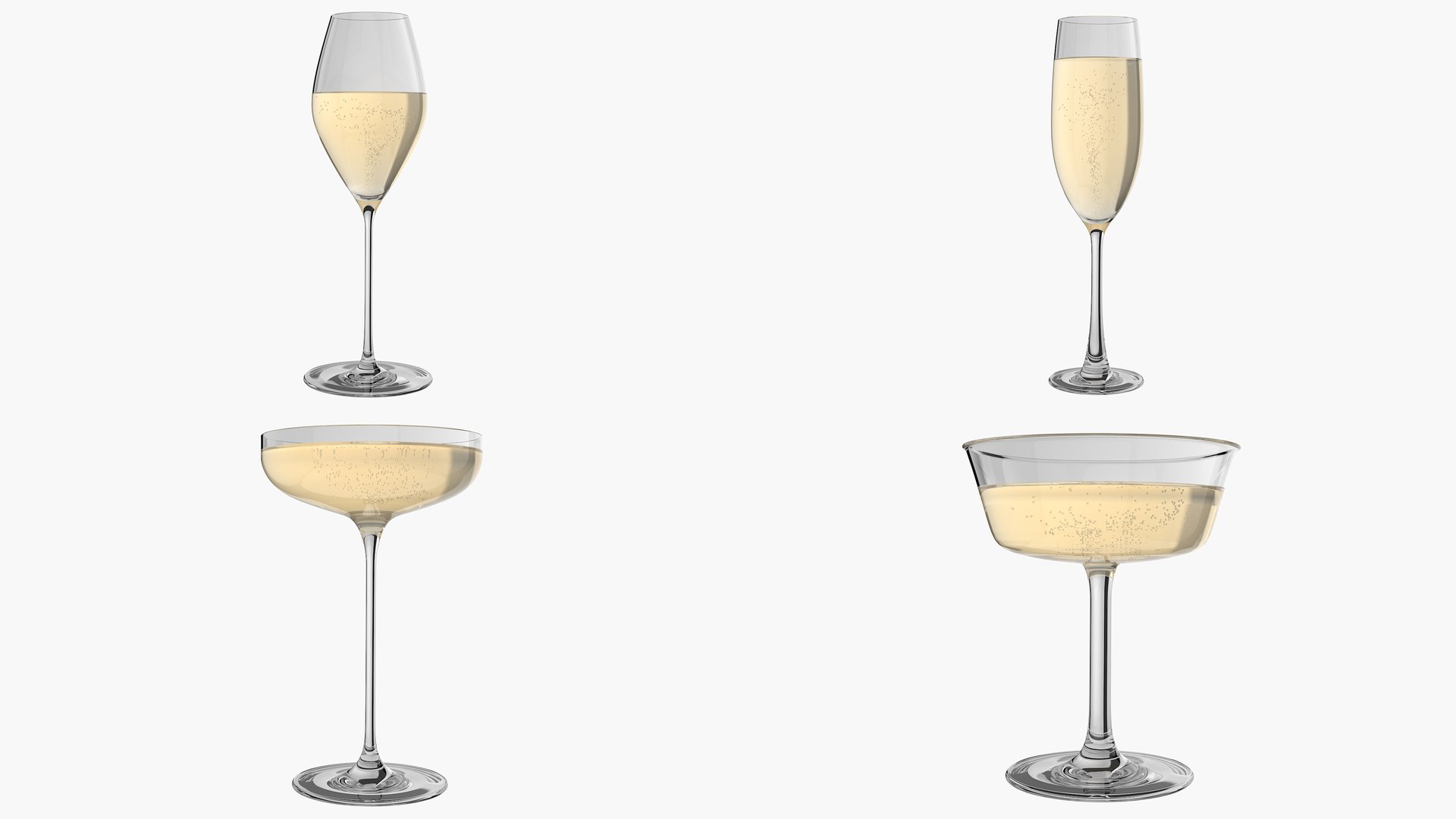 Champagne Glass Collection Model - TurboSquid 1825558