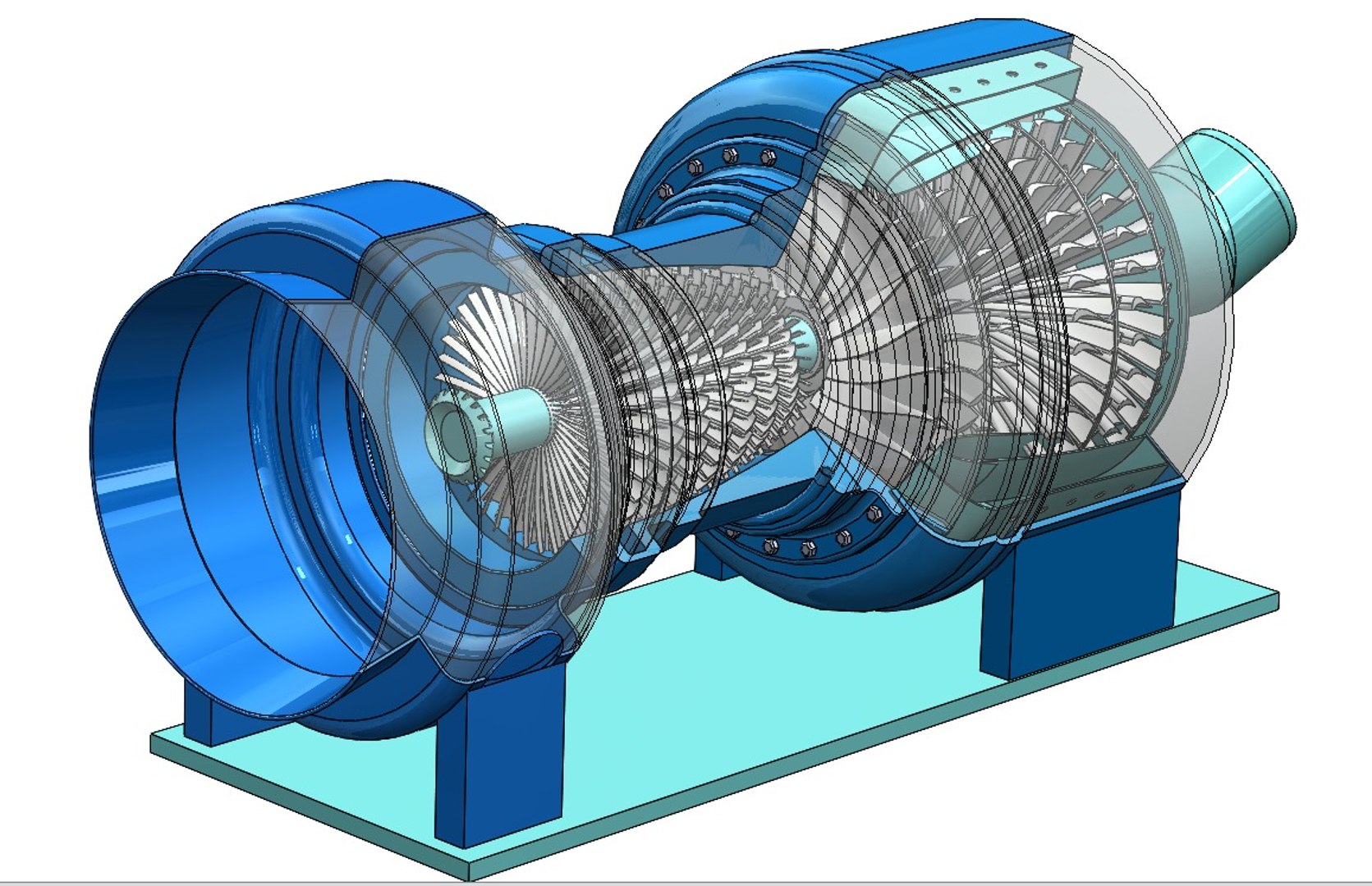 3D Jet Engine Model High Detail Gas Turbine CAD Design Model ...