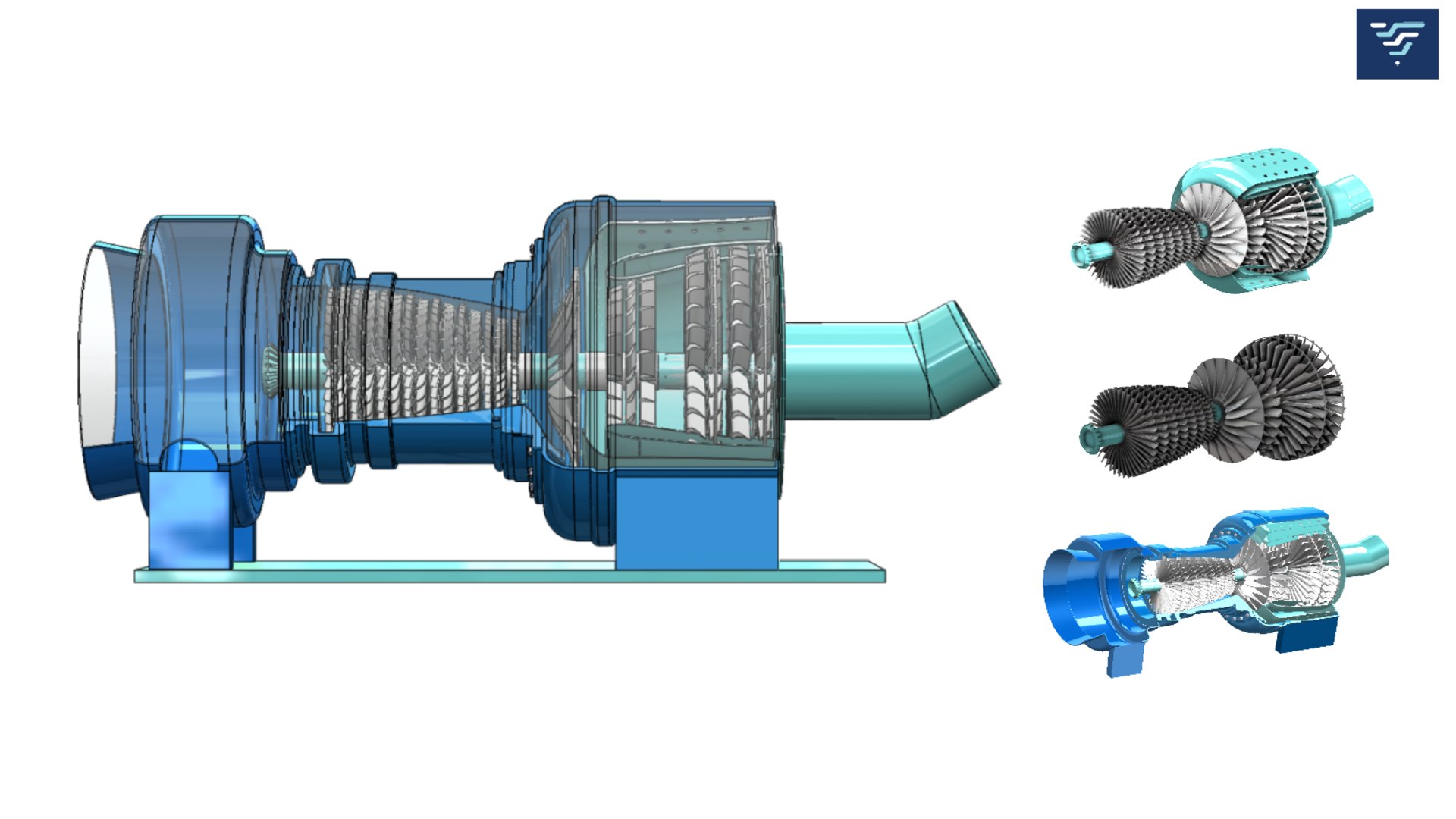 3D Jet Engine Model High Detail Gas Turbine CAD Design Model ...
