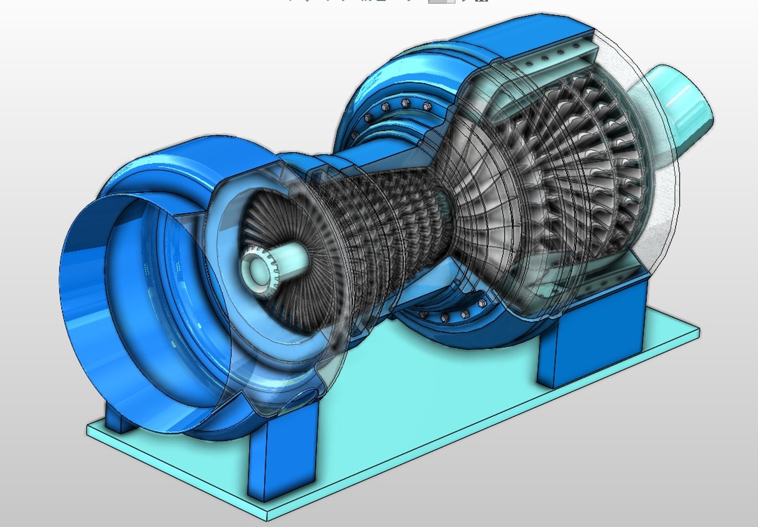 3D Jet Engine Model High Detail Gas Turbine CAD Design Model ...