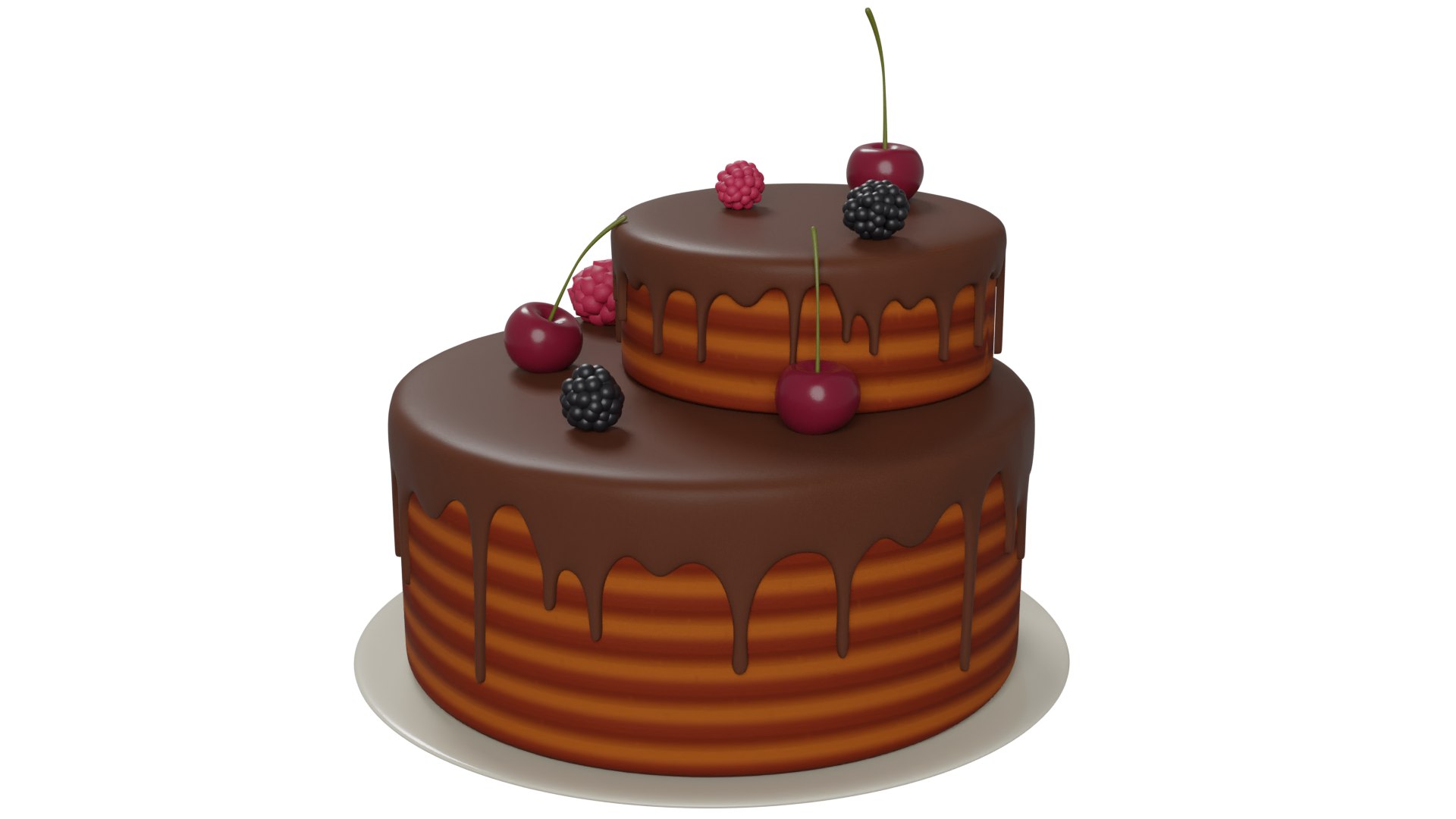 3D Model Chocolate Berry Cake - TurboSquid 2225954