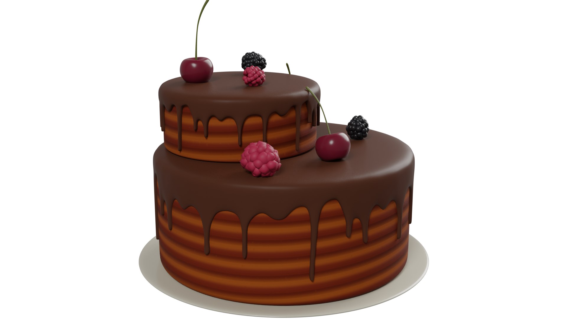 3D Model Chocolate Berry Cake - TurboSquid 2225954
