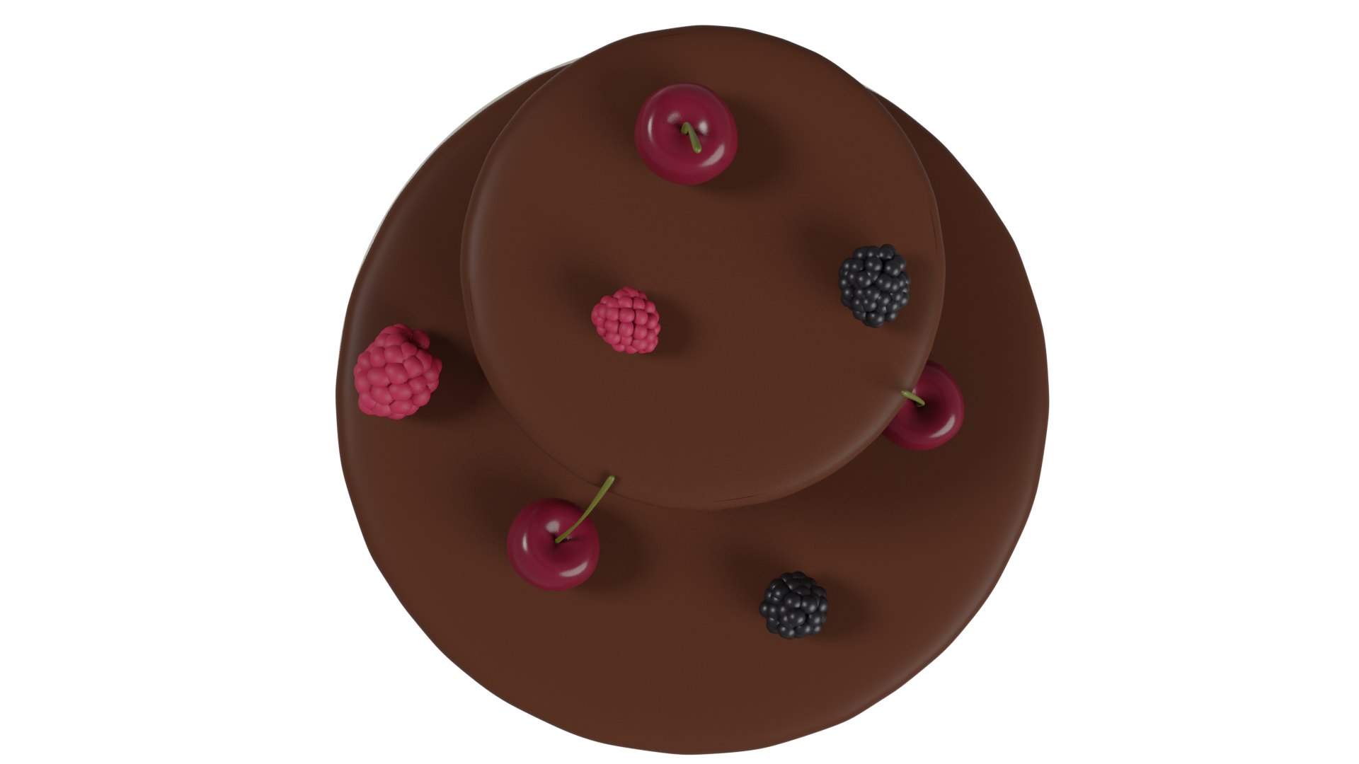 3D Model Chocolate Berry Cake - TurboSquid 2225954