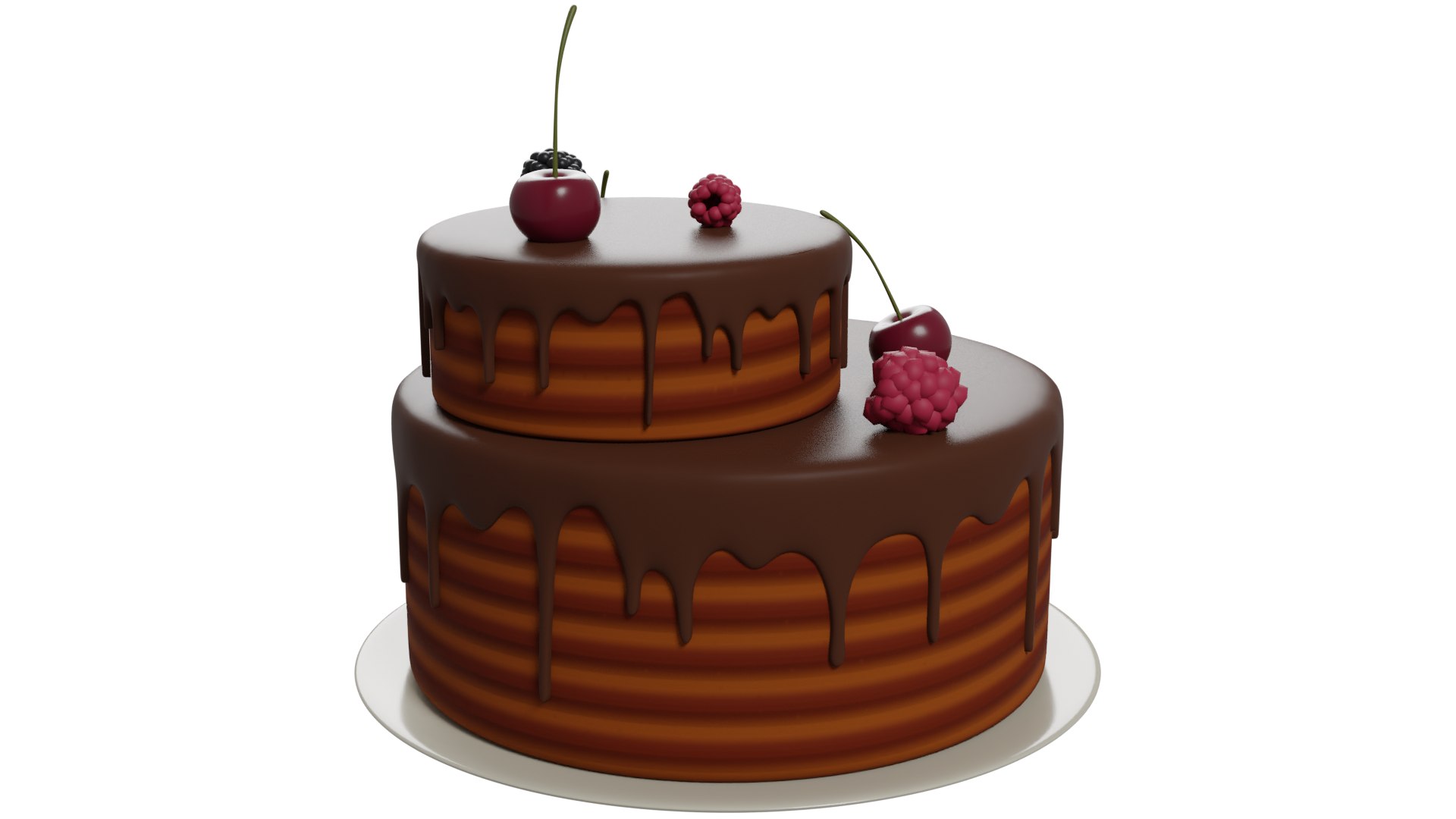 3D Model Chocolate Berry Cake - TurboSquid 2225954