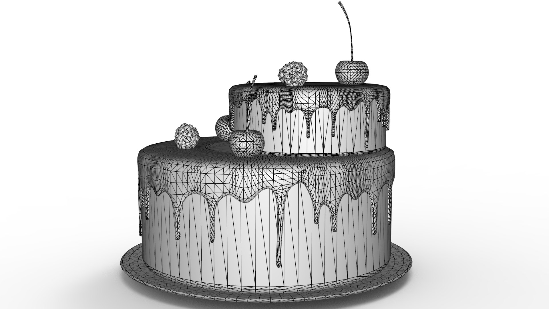 3D Model Chocolate Berry Cake - TurboSquid 2225954