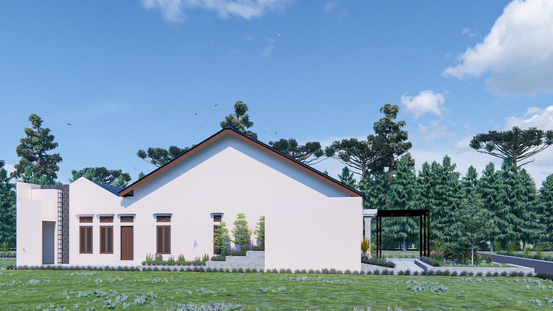 3D simple house design in suburban aceh indonesia - TurboSquid 2118319