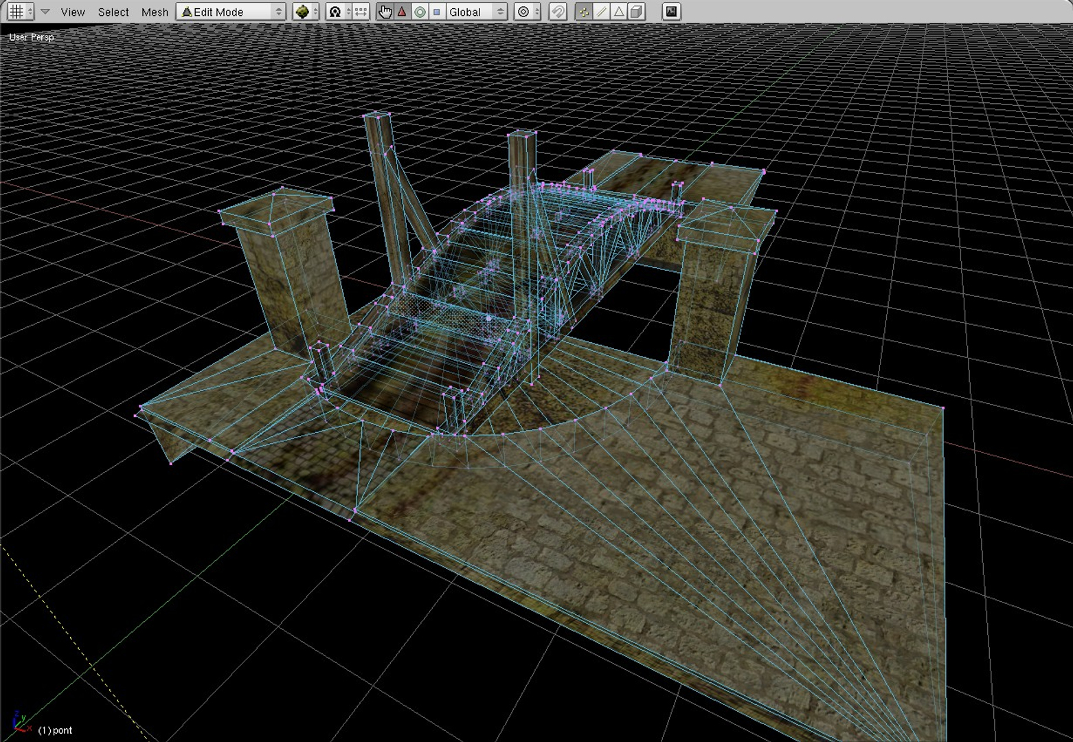 3d old medieval rotating bridge model