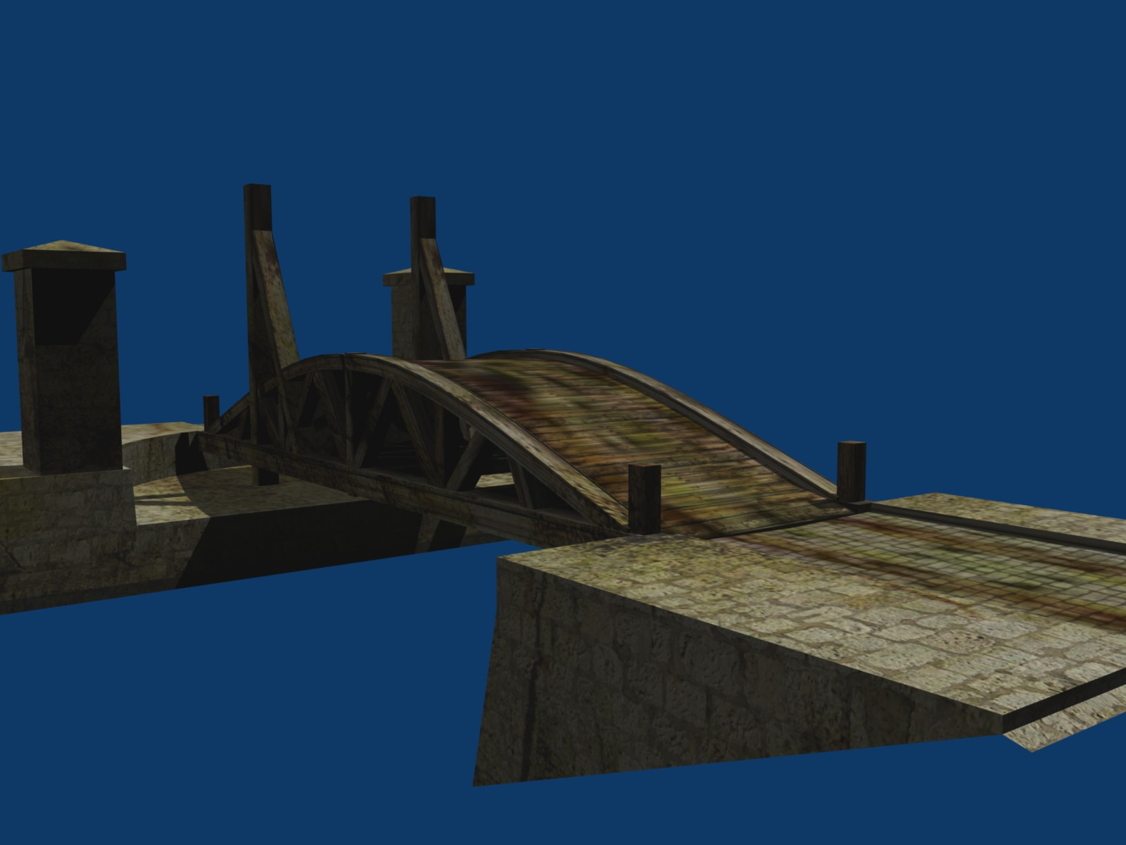 3d old medieval rotating bridge model