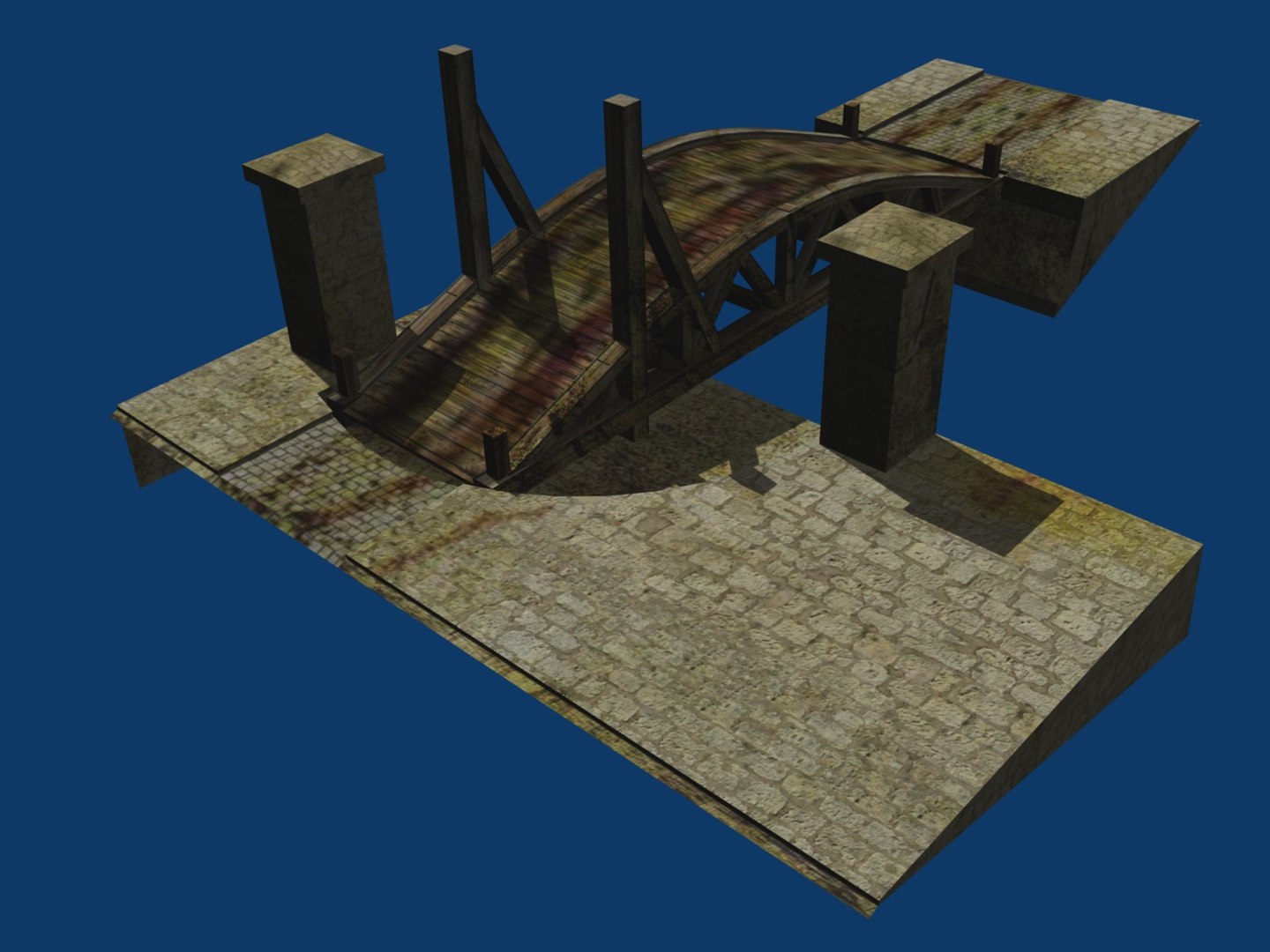 3d old medieval rotating bridge model