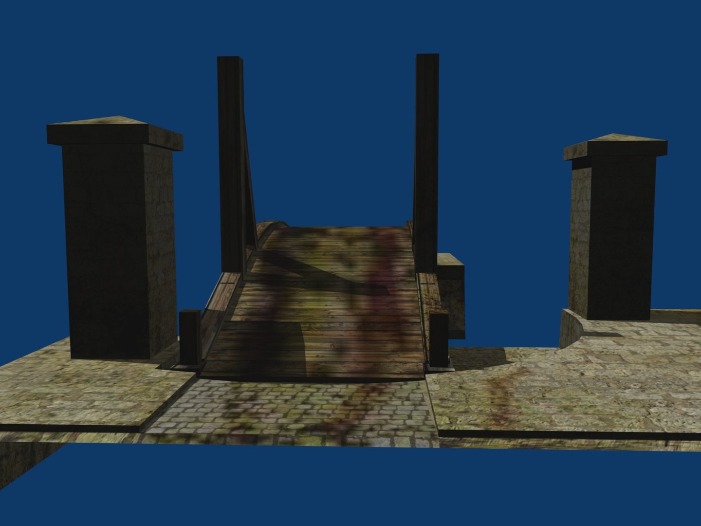 3d old medieval rotating bridge model
