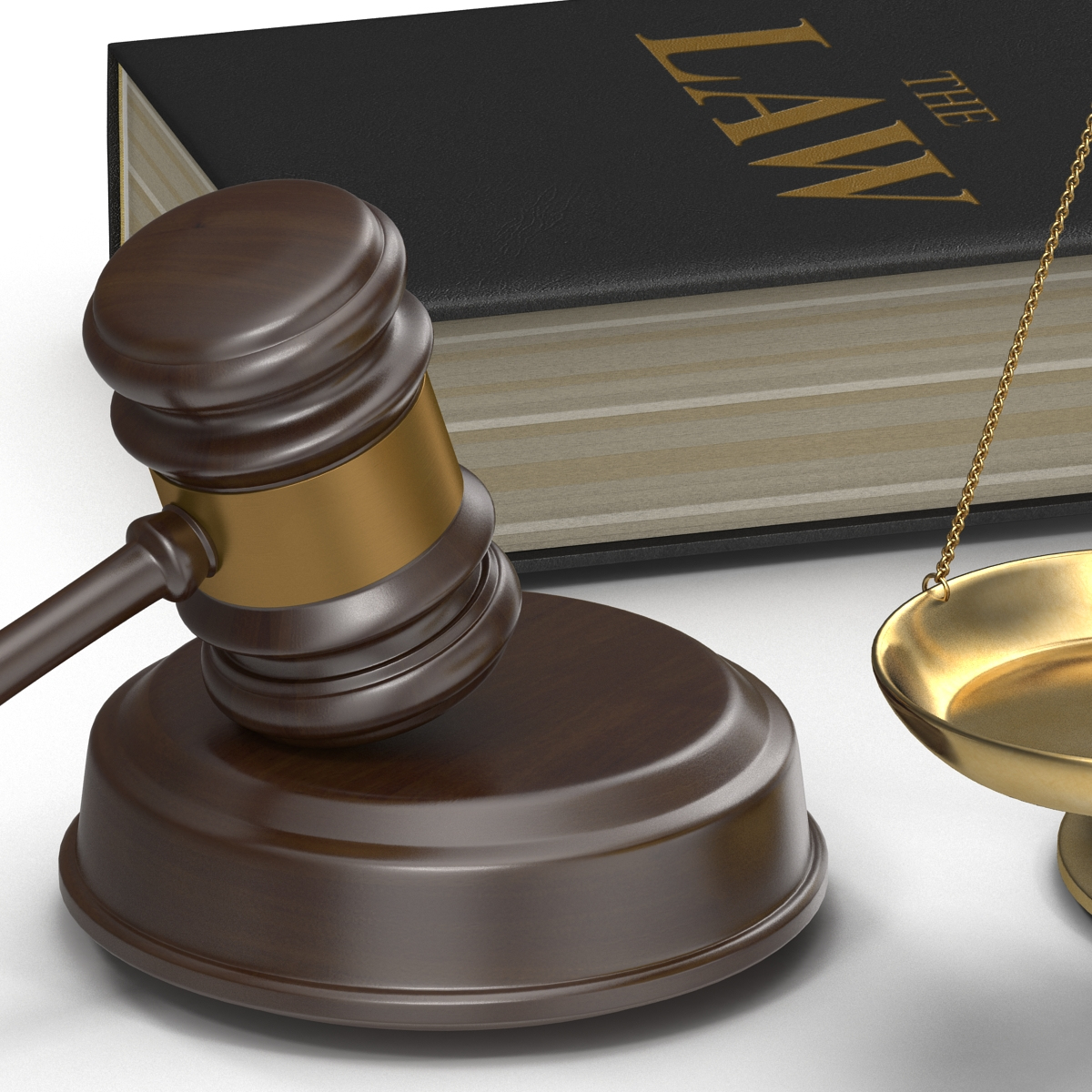 3d legal gavel scales law model