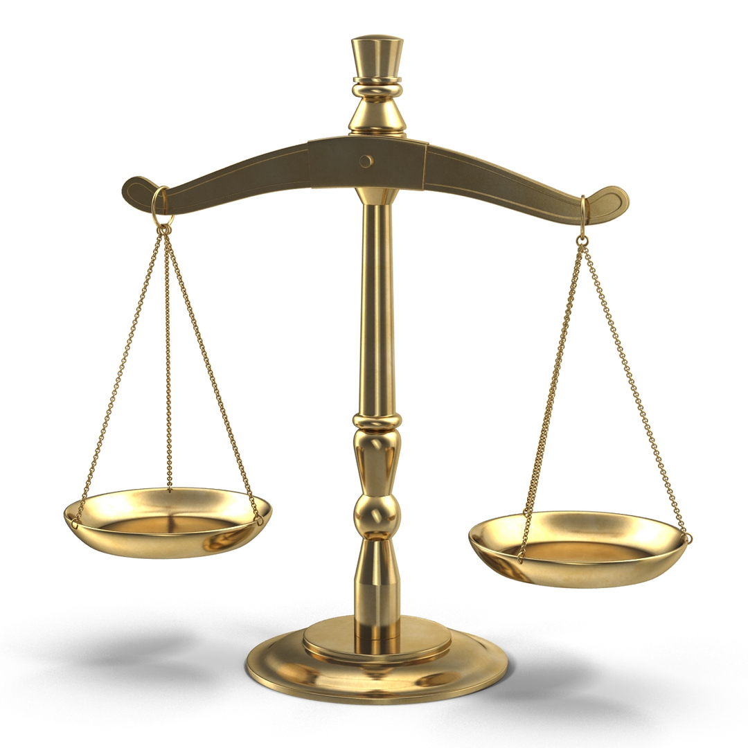 3d legal gavel scales law model