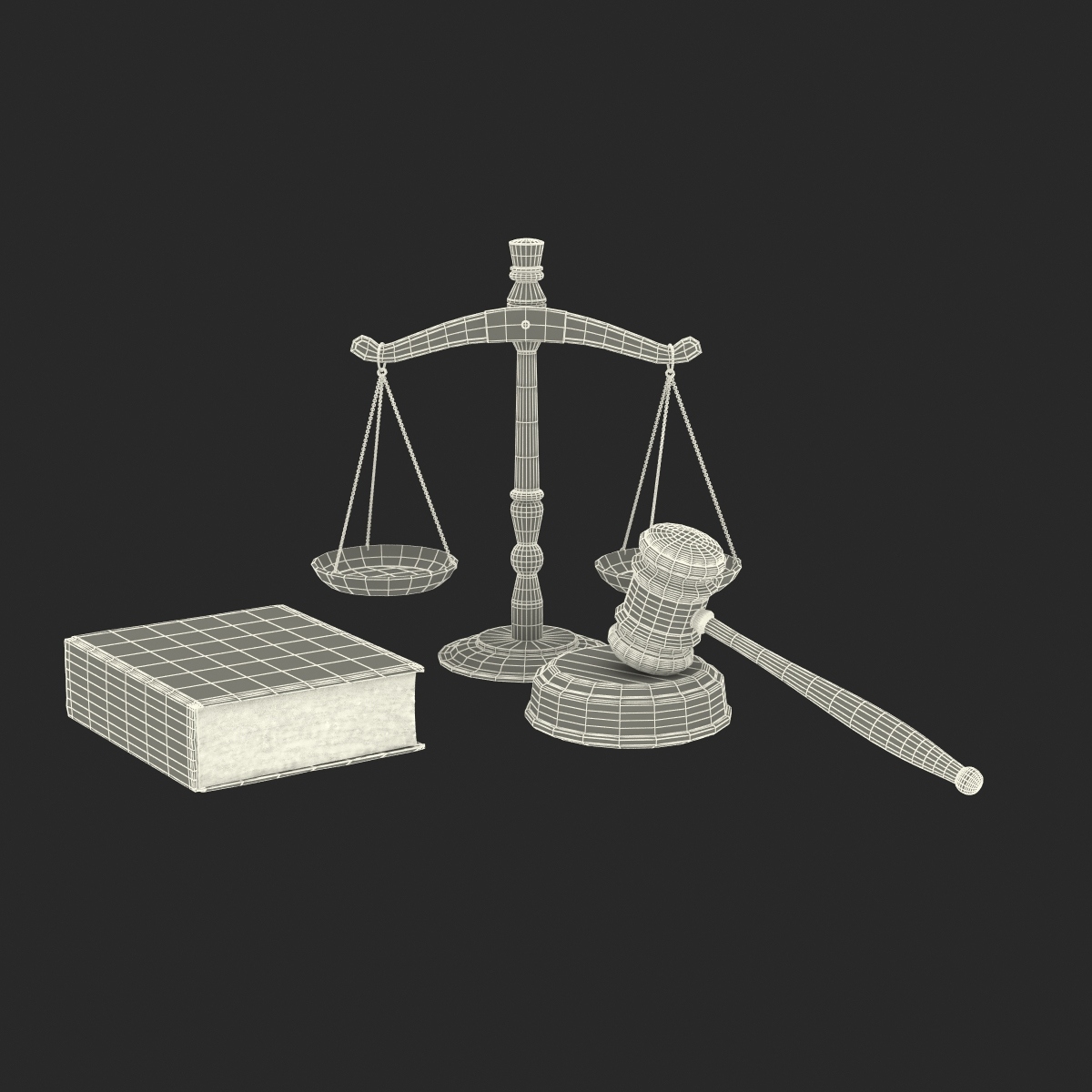 3d legal gavel scales law model