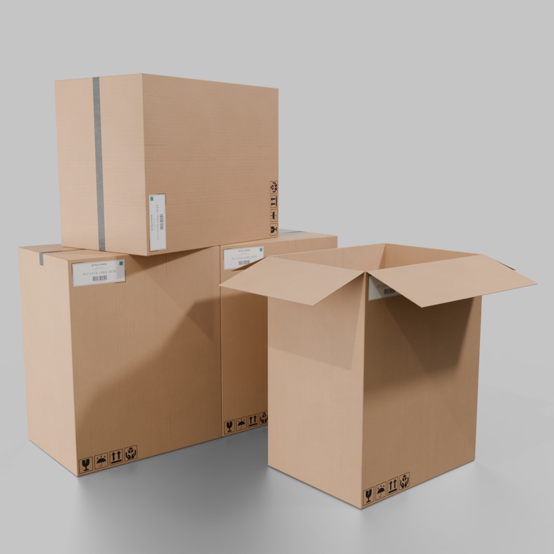 Tall Rectangular Cardboard Box - Rigged And Fully Customizable 3D Model ...