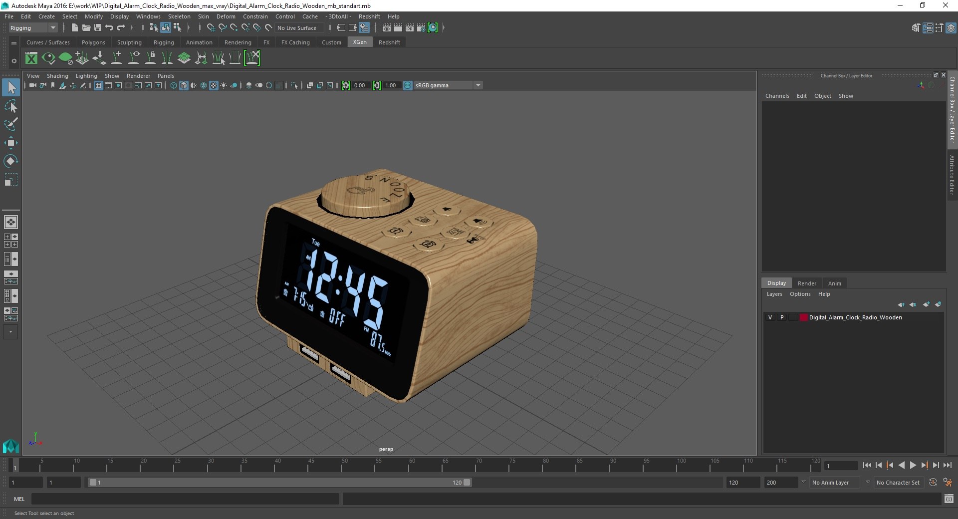 3D Digital Alarm Clock Radio Wooden - TurboSquid 2026036